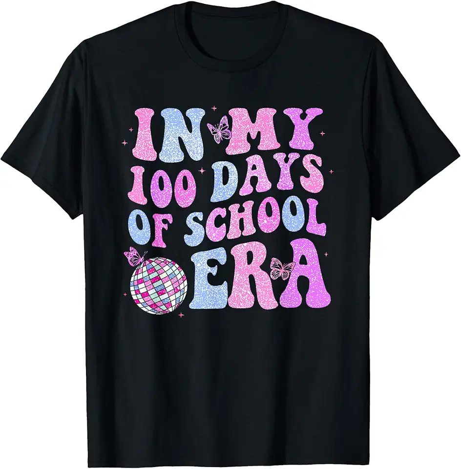 In My 100 Days of School Era Retro Disco 100th Day of School T-Shirt ...