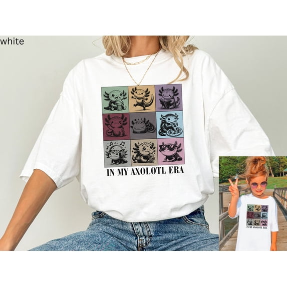 In My Axolotl Era T-Shirt, Cute Animal Lover Graphic Tee, Kids & Women ...