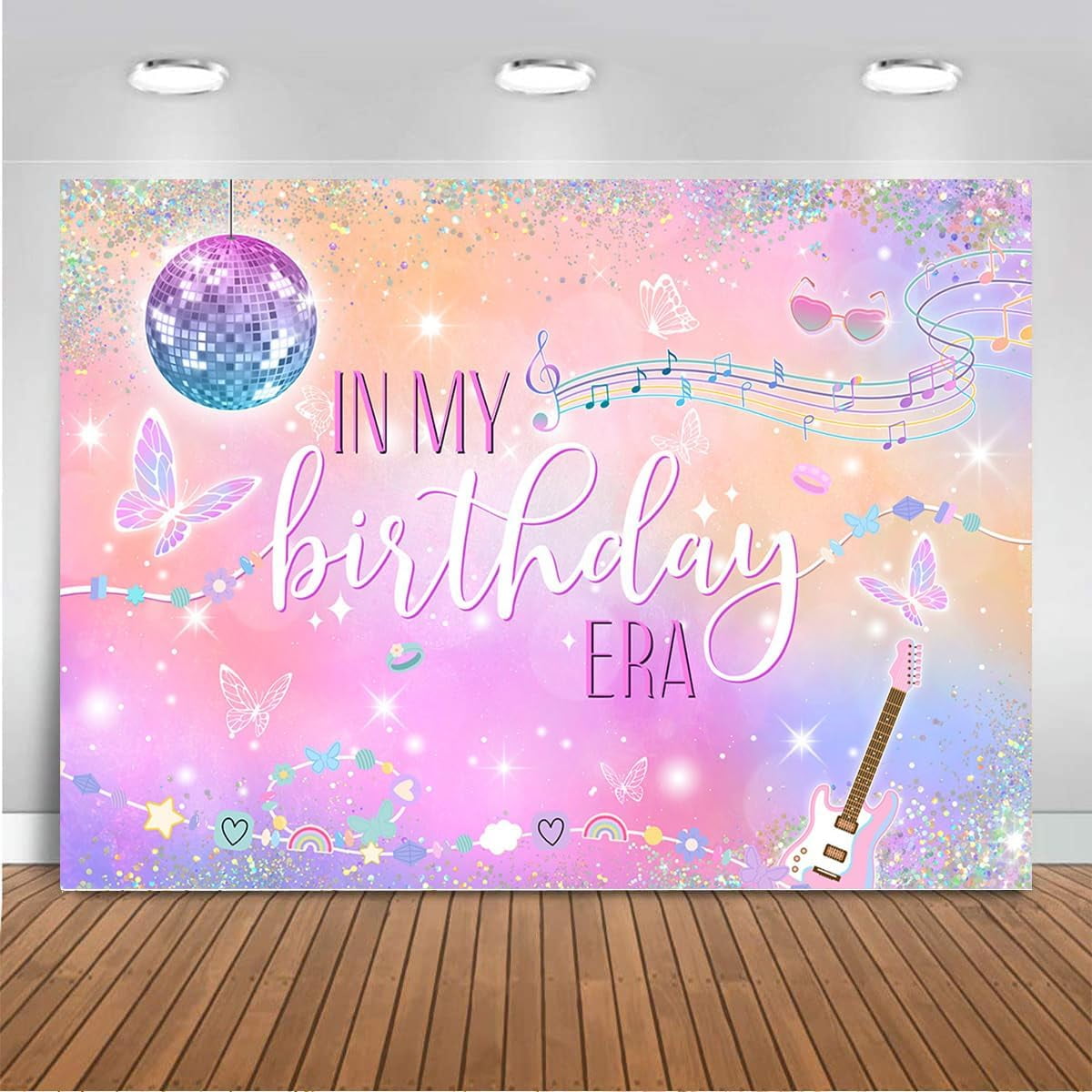 In My Birthday Era Backdrop Purple Disco Ball Music Themed Birthday ...