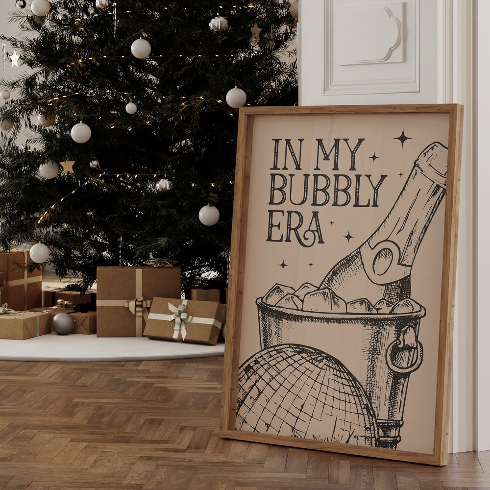 In My Bubbly Era Printable Champagne Wall Art, Bar Cart Poster Download ...
