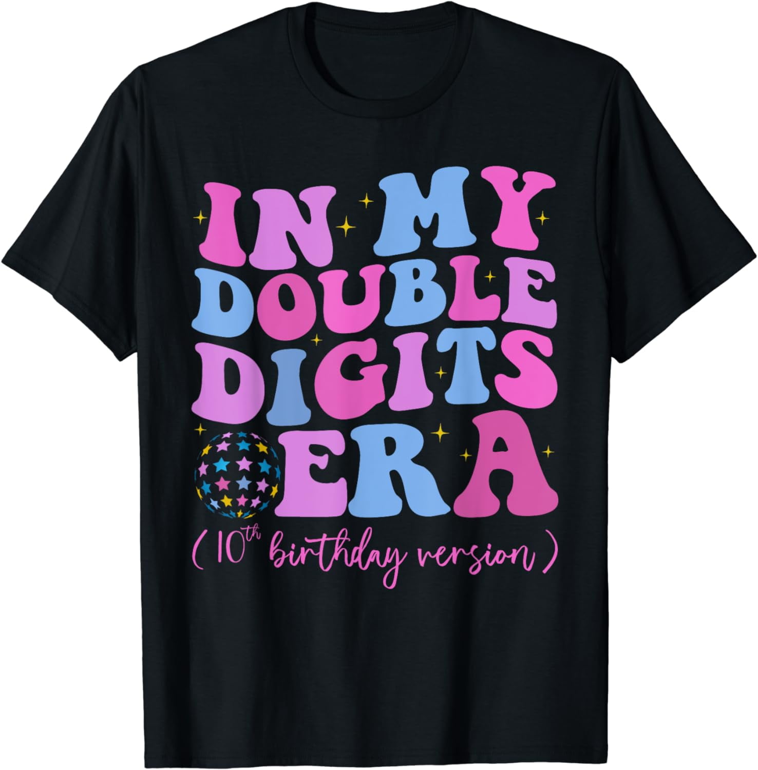 In My Double Digits Era 10th Birthday Version Groovy Retro T-Shirt ...