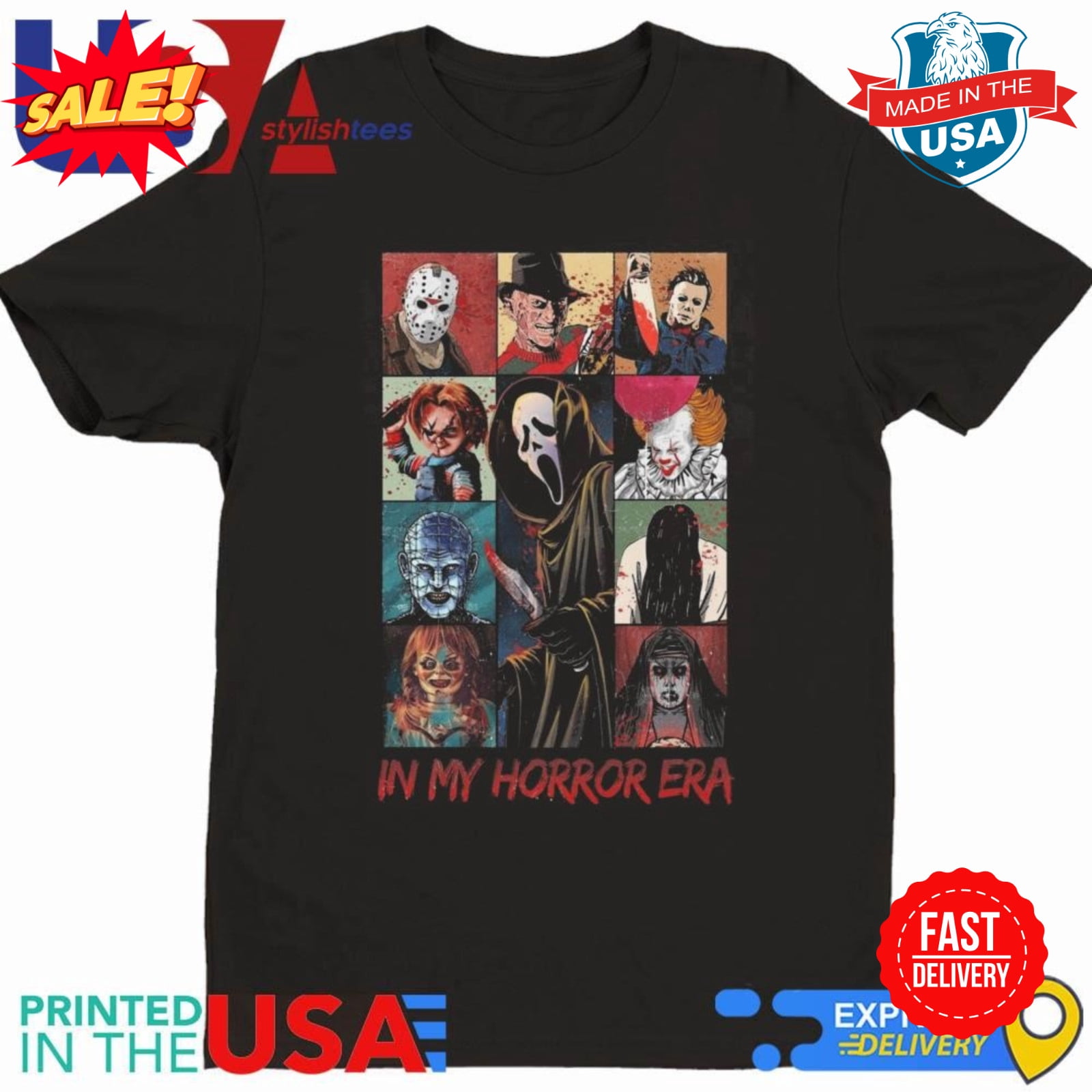 In My Horror Era Scary Movie Halloween Characters Shirt S-5XL - Walmart.com