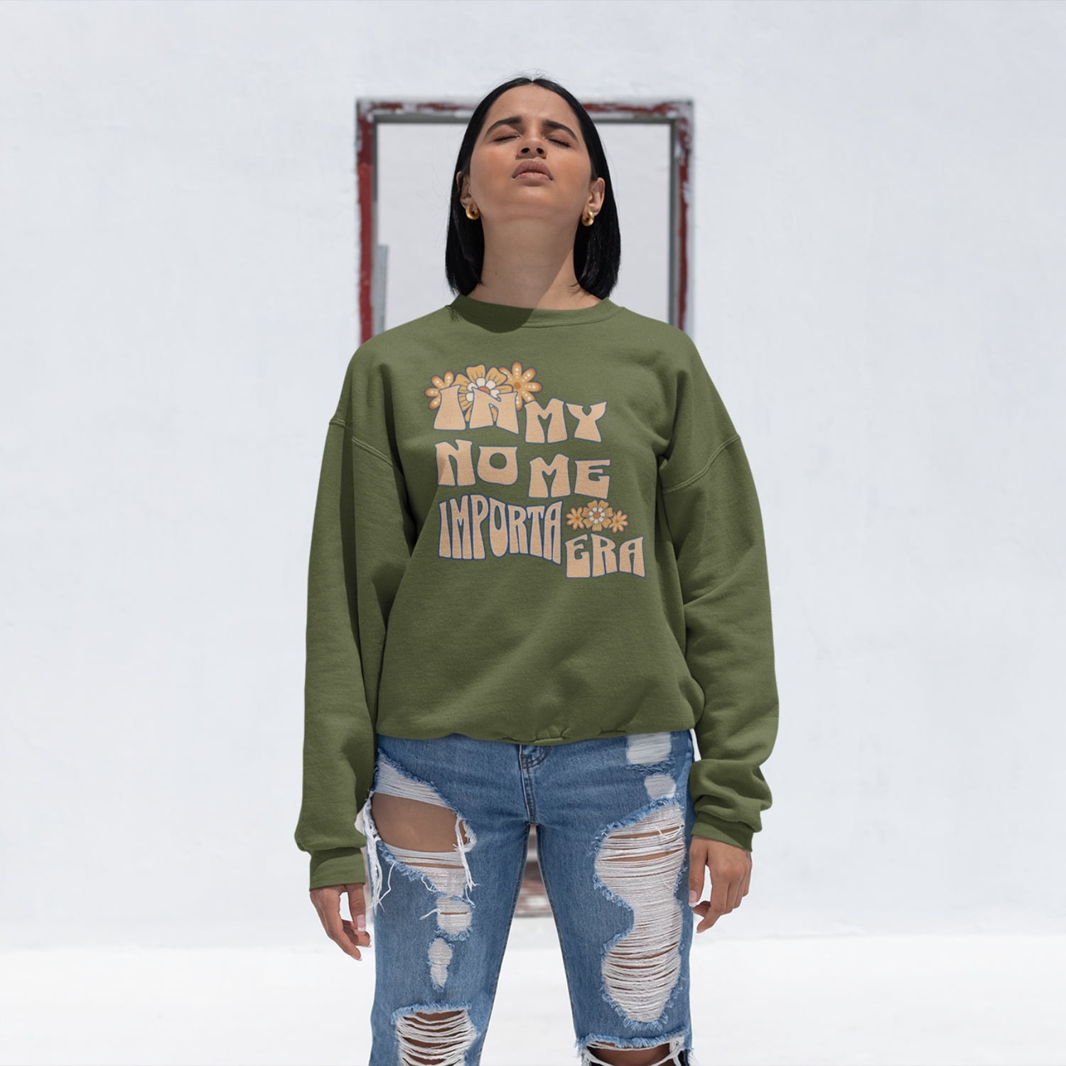 In My No Me Importa Era V2 Design Fleece Lined Crewneck | Funny Latina ...