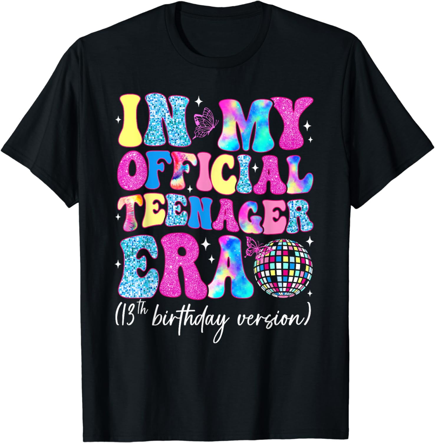 In My Official Teenager Era Groovy Retro Happy 13th Birthday T-Shirt ...