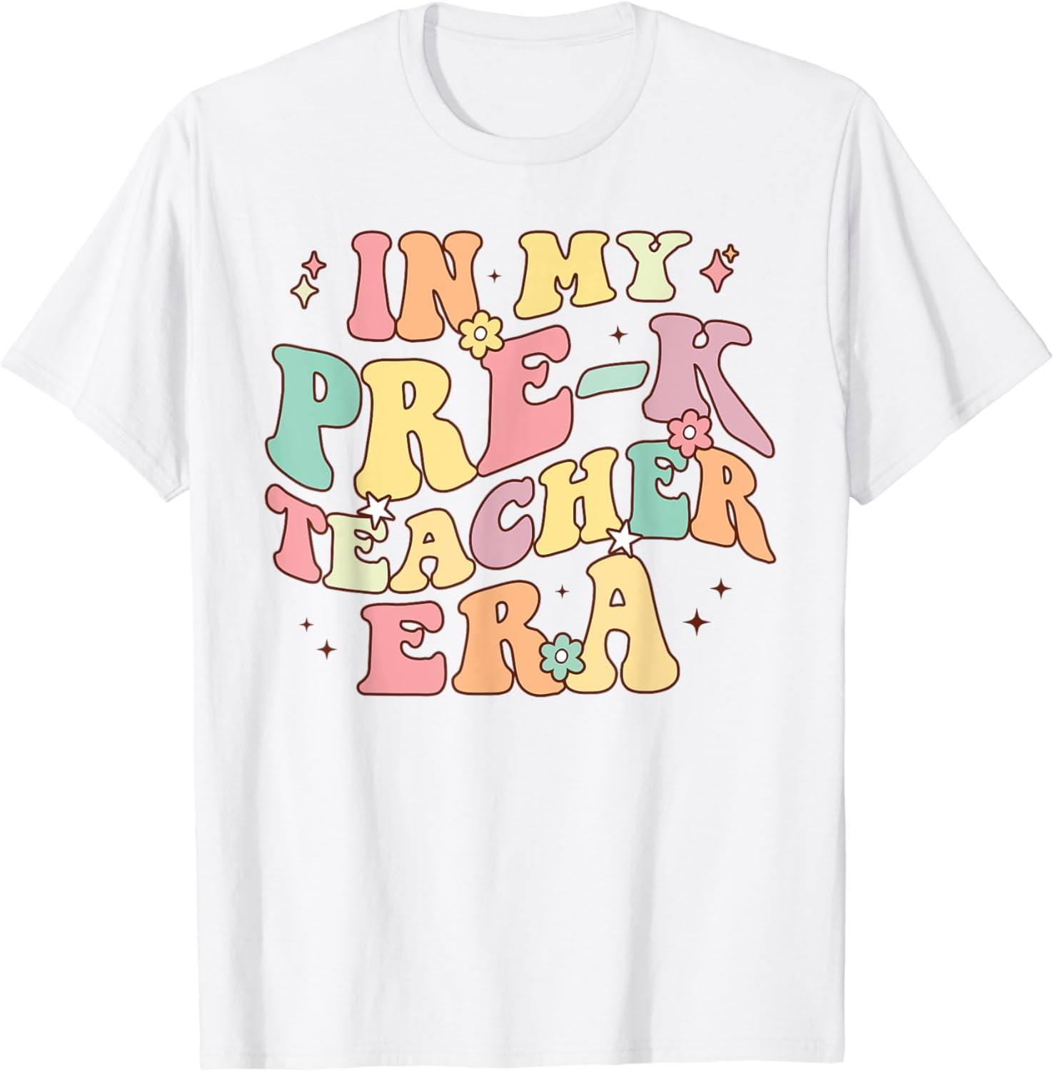 In My Pre K Teacher Era Back To School Retro Groovy Teacher T-Shirt ...