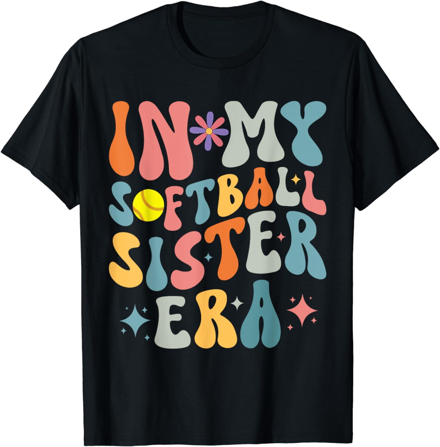 In My Softball Sister Era Softball Lover Fan Pitcher Catcher Cotton T ...