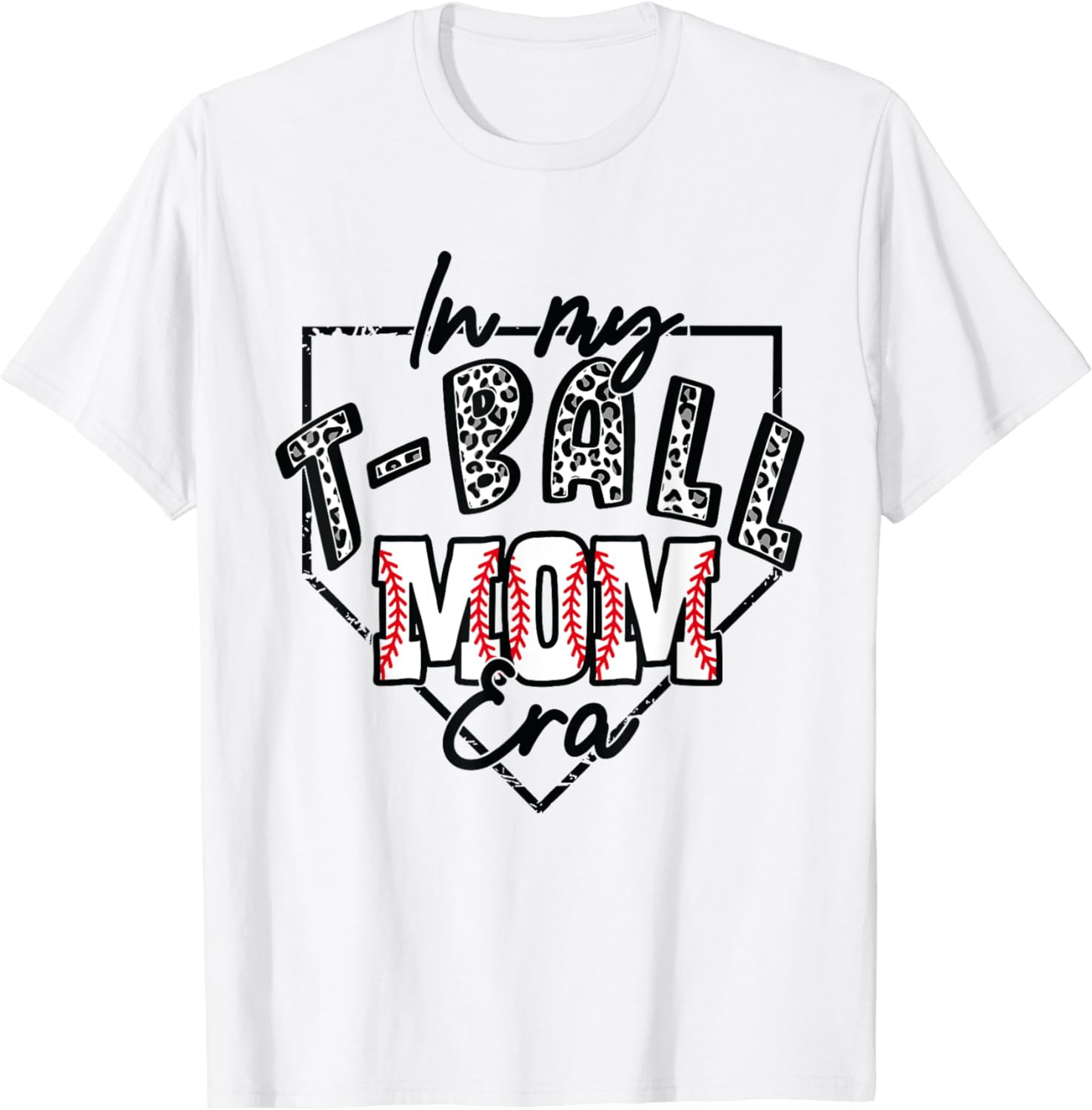 In My T-Ball Mom Era T-Ball Ball Mama Mother Leopard Print T-Shirt ...