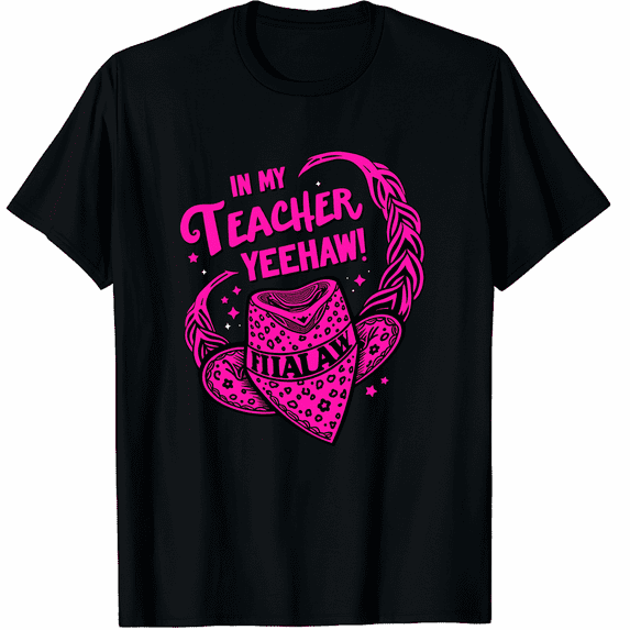 In My Teacher Era Yeehaw Funny Pink Teacher Western Cowgirl Graphic ...
