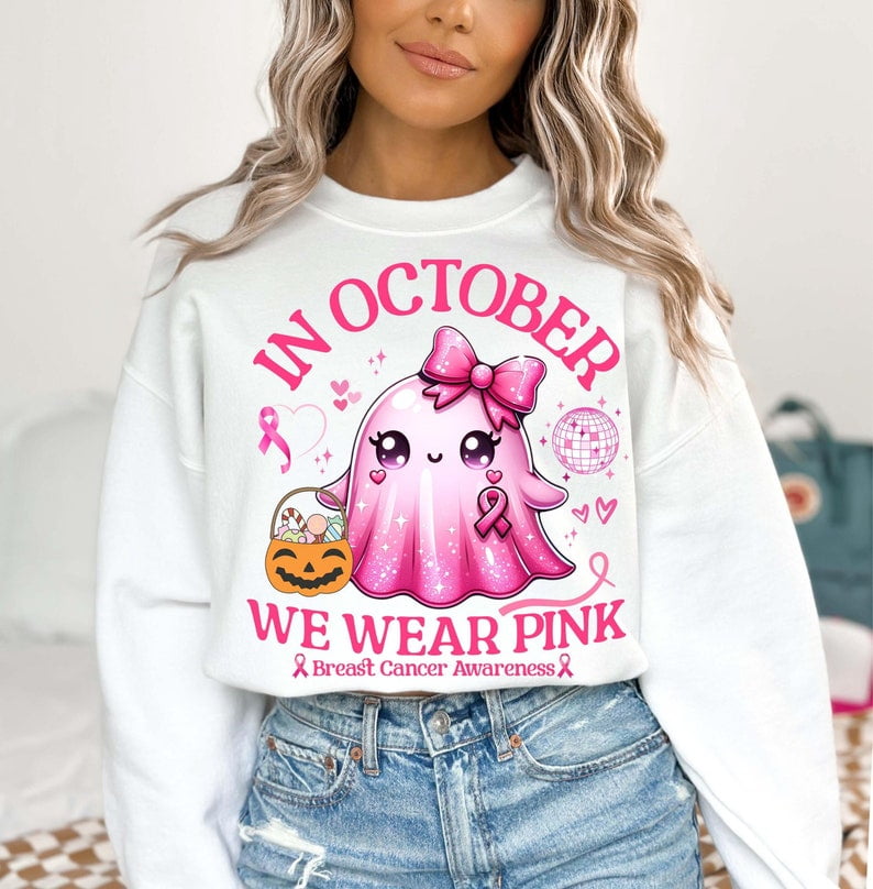 In October We Wear Pink PNG, Breast Cancer Awareness Png, Cancer Ghost ...