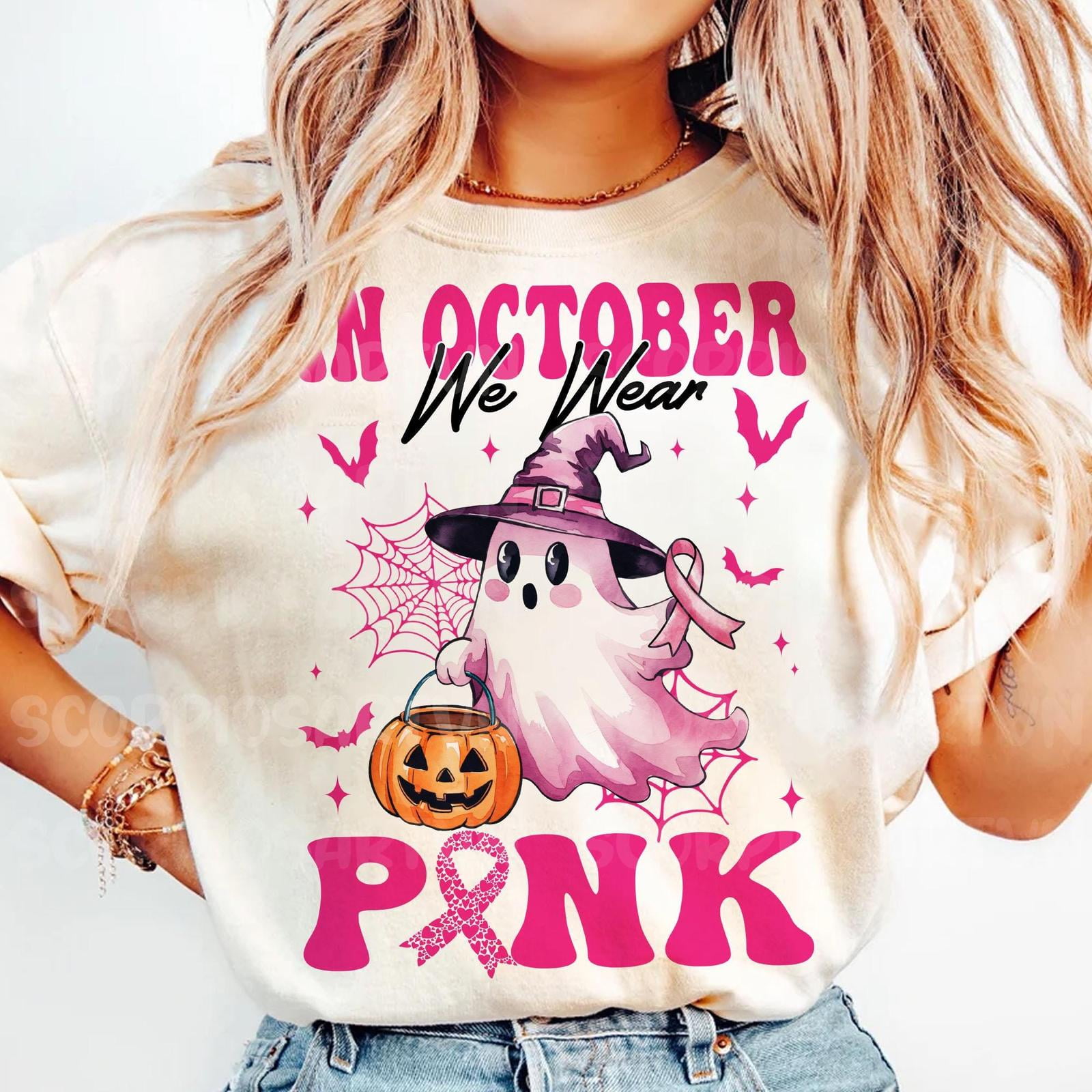 In October We Wear Pink Png, Breast Cancer Awareness Png, Halloween ...