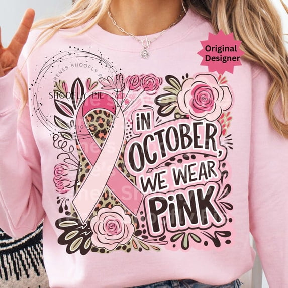 In October We Wear Pink Png, Preppy Breast Cancer Png, Breast Cancer ...