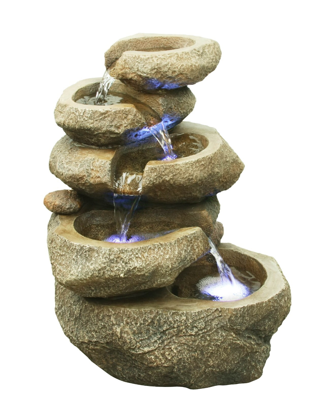 In/Outdoor Fountain-Rocks 5 Levels w/LED, 14 in H, Home/Garden/Tabletop ...