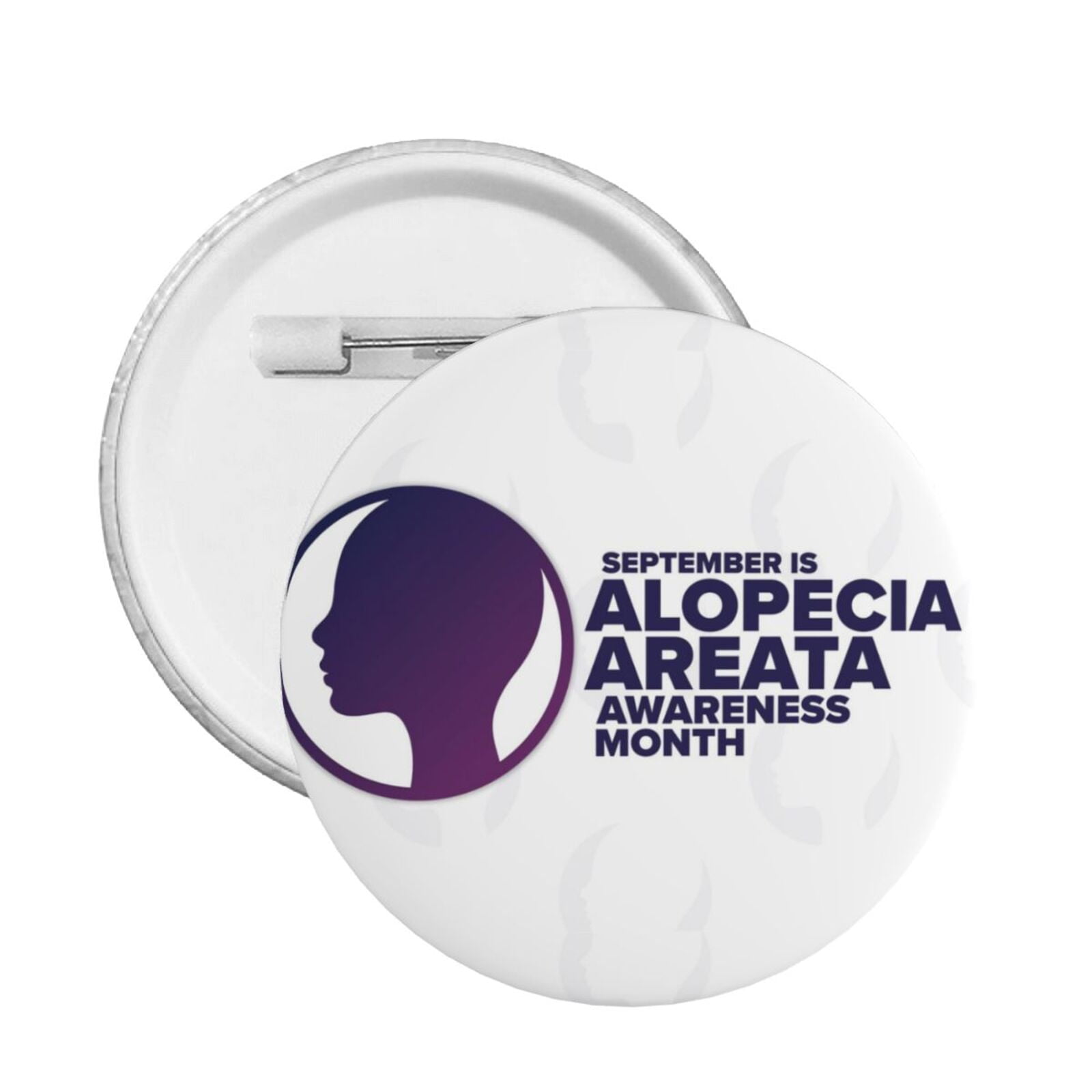 In September We Wear Blue Alopecia Areata Awareness Month Pin Button ...