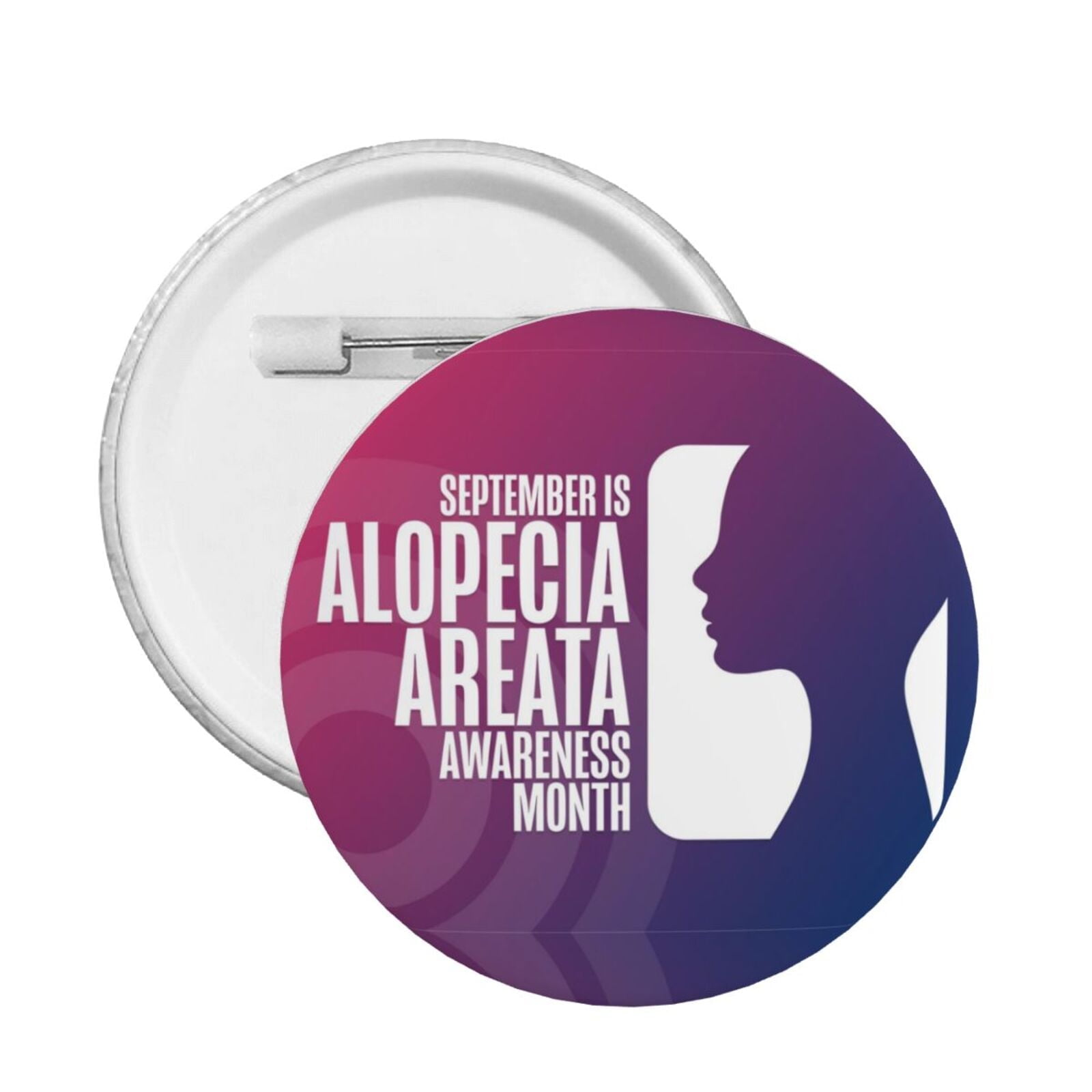 In September We Wear Blue Alopecia Areata Awareness Month Pin Button ...