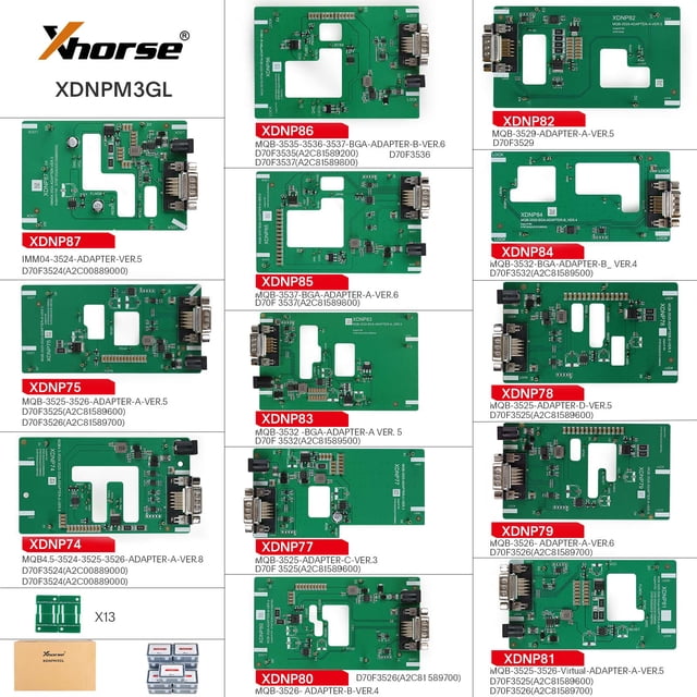 In Stock Xhorse XDNPM3GL MQB48 Solder-Free Adapter 13pcs Full Set Work ...