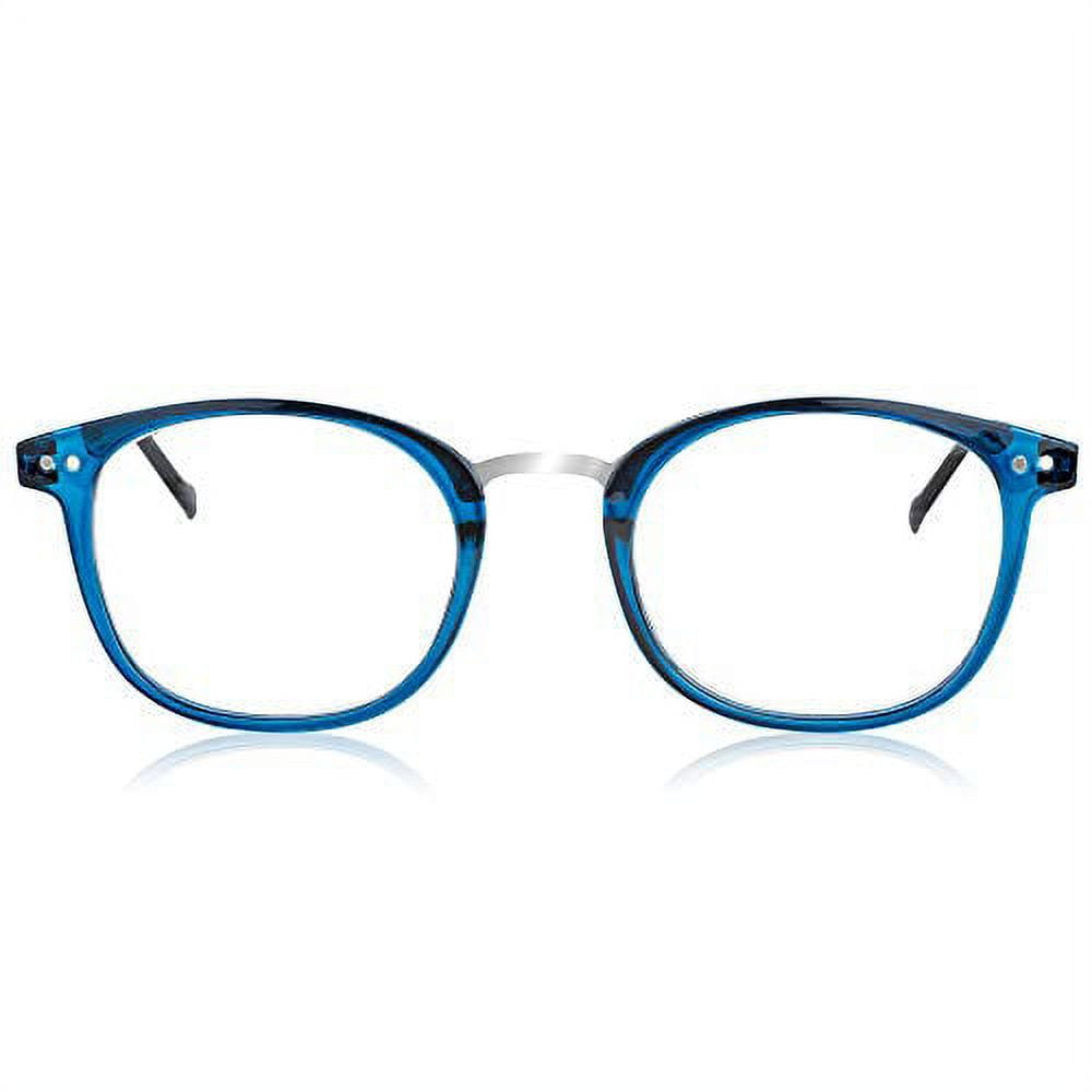 In Style Eyes Modern Oval Clear Frame Readers Blue +2.00 - Walmart.com