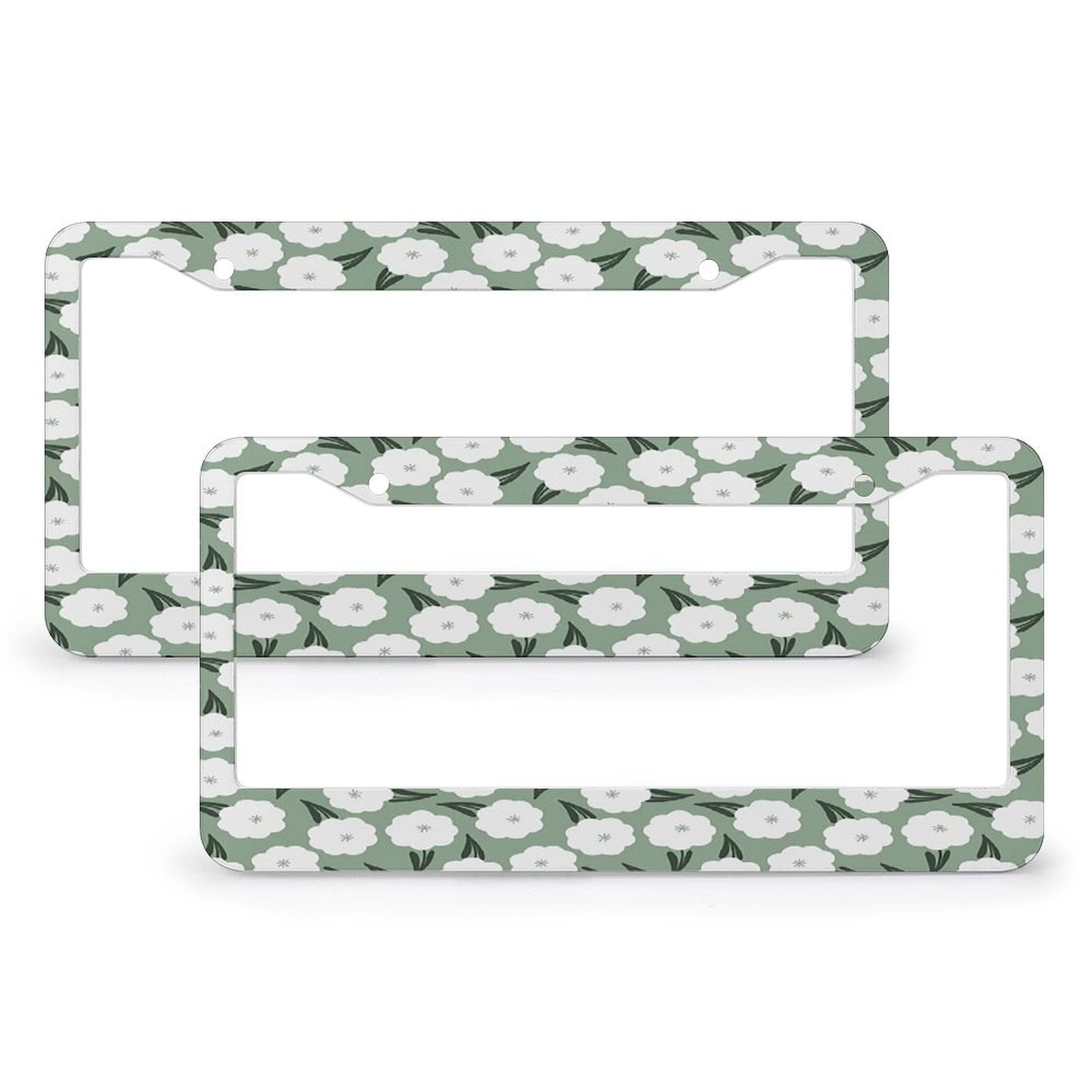 In The Meadow White And Sage License Plate Frames - 2 Pack Metal Tag ...