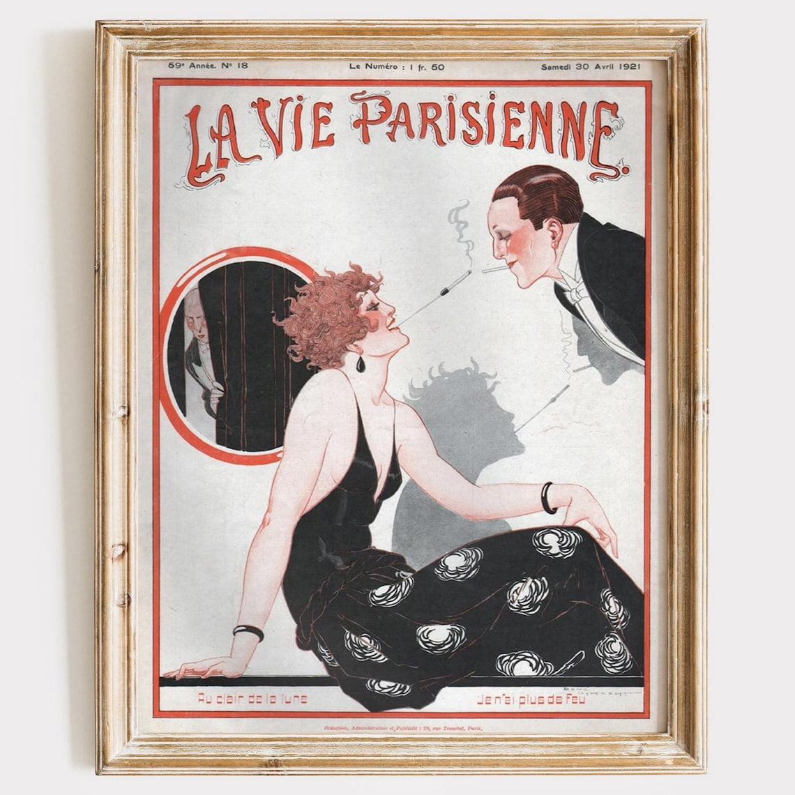 In The Moonlight La Parisienne Cover French Art Print Vintage Elegant ...