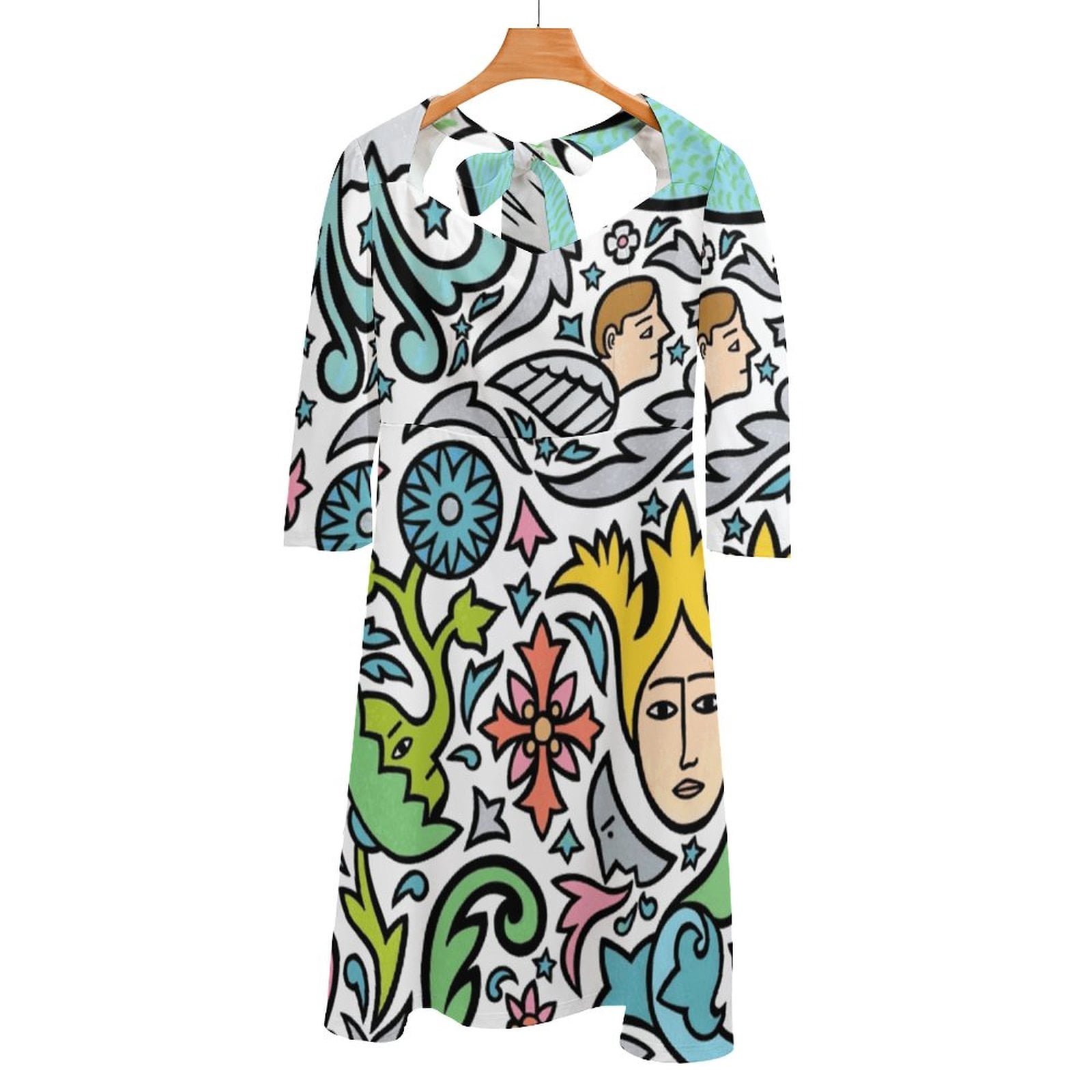 In The Sky Tonight Back Lacing Backless Dress Square Neck Dress Evening ...