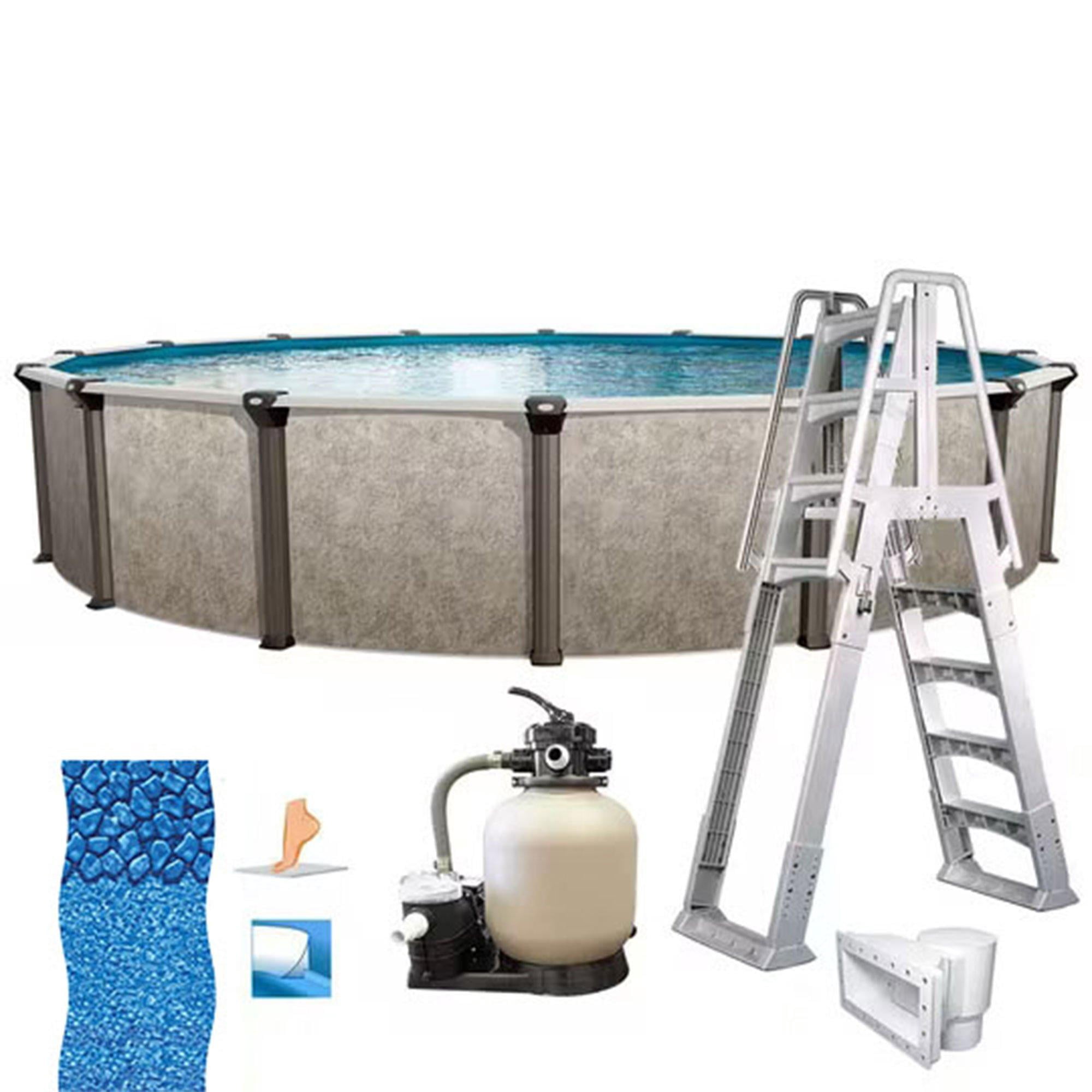 In The Swim 12' Round Above Ground Swimming Pool - Epic Package ...