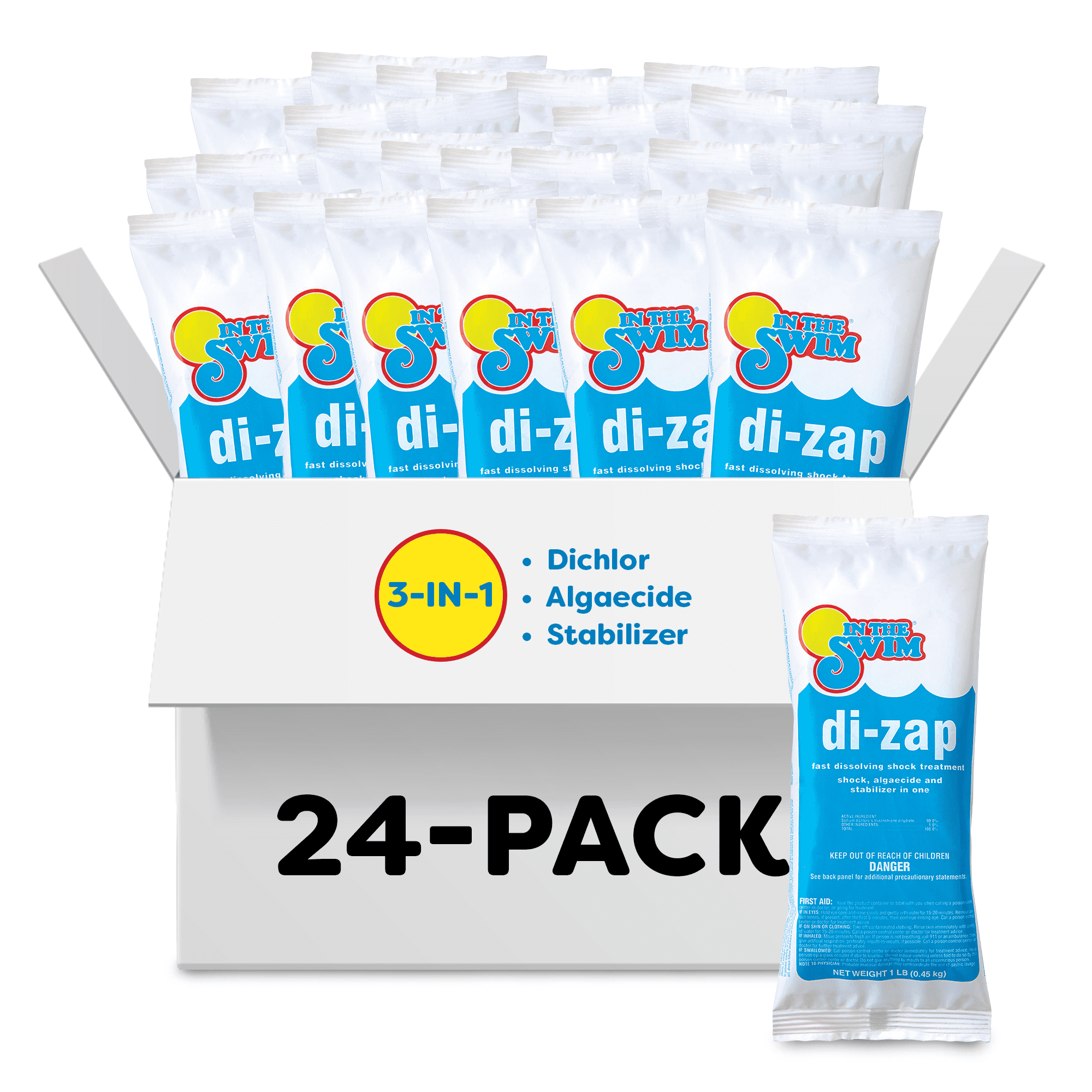 In The Swim Di-Zap Multi-Shock Pool Water Treatment, 24x1 lb. Bags ...