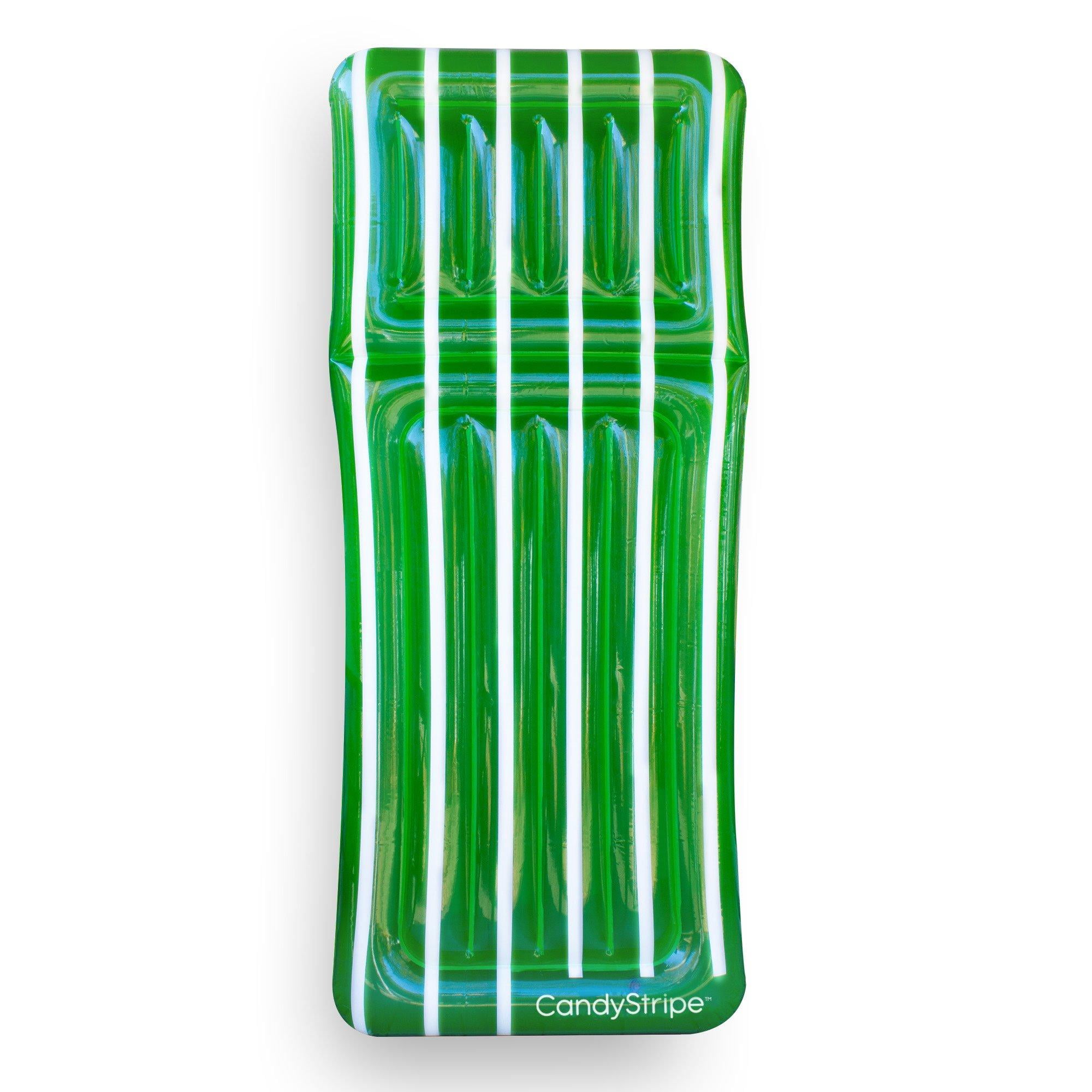 In The Swim Green and White Stripe Inflatable Lounger Pool Float ...