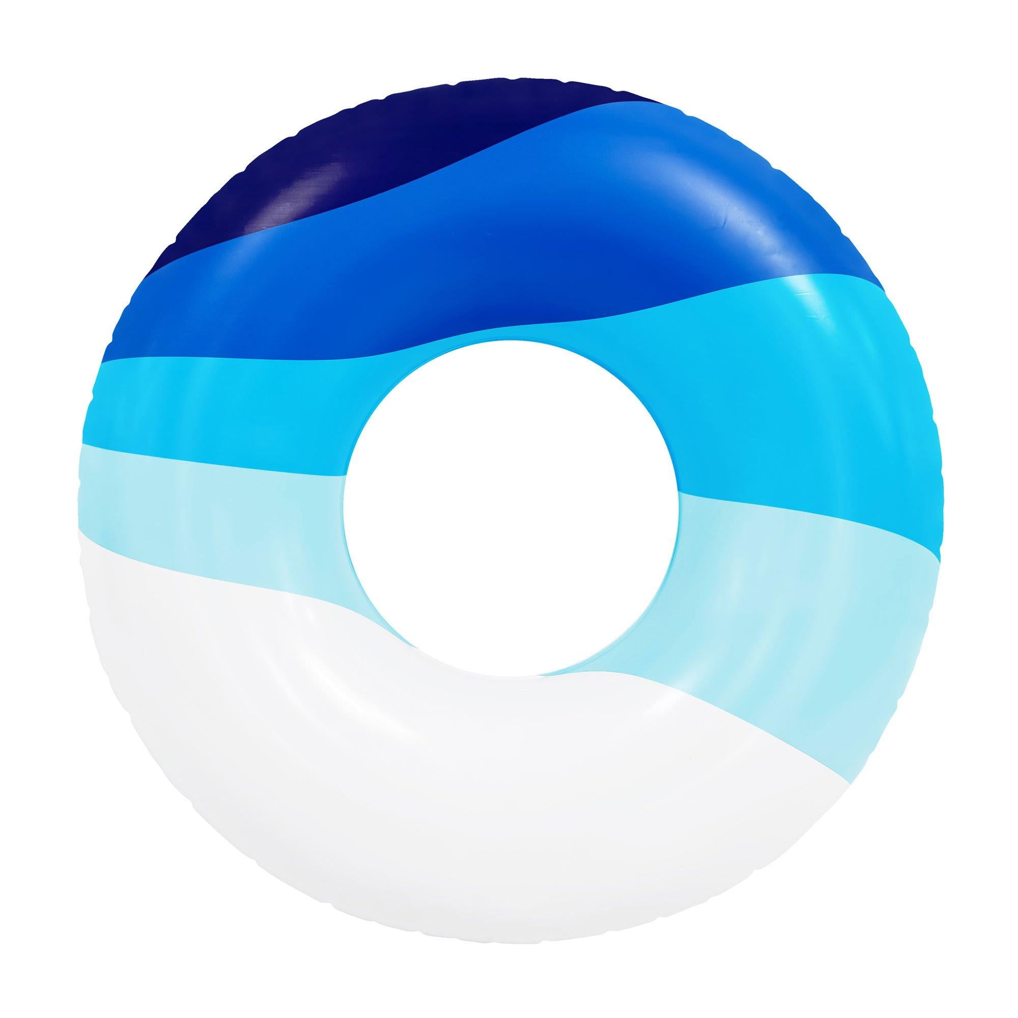In The Swim Inflatable Ring Pool Float – 48" Blue Wave Lounge Float ...