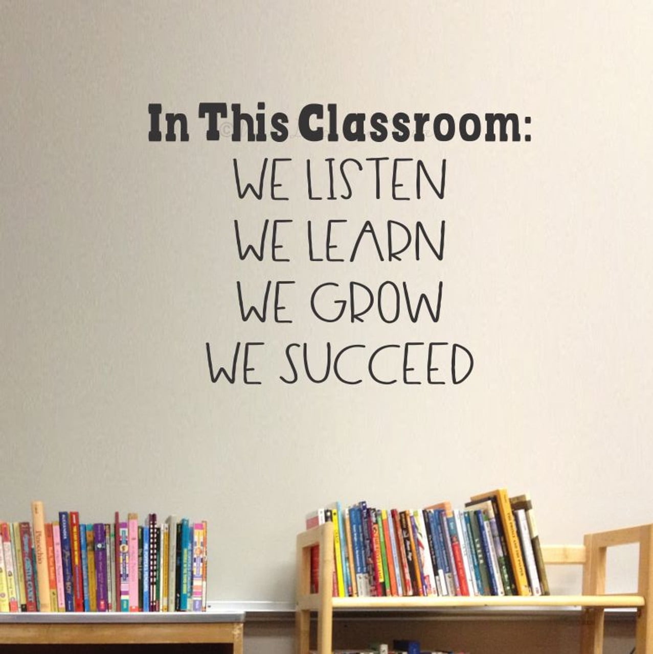 In This Classroom We Listen Learn Grow Succeed Kids Classroom Wall Decals - Motivational Phrase ...