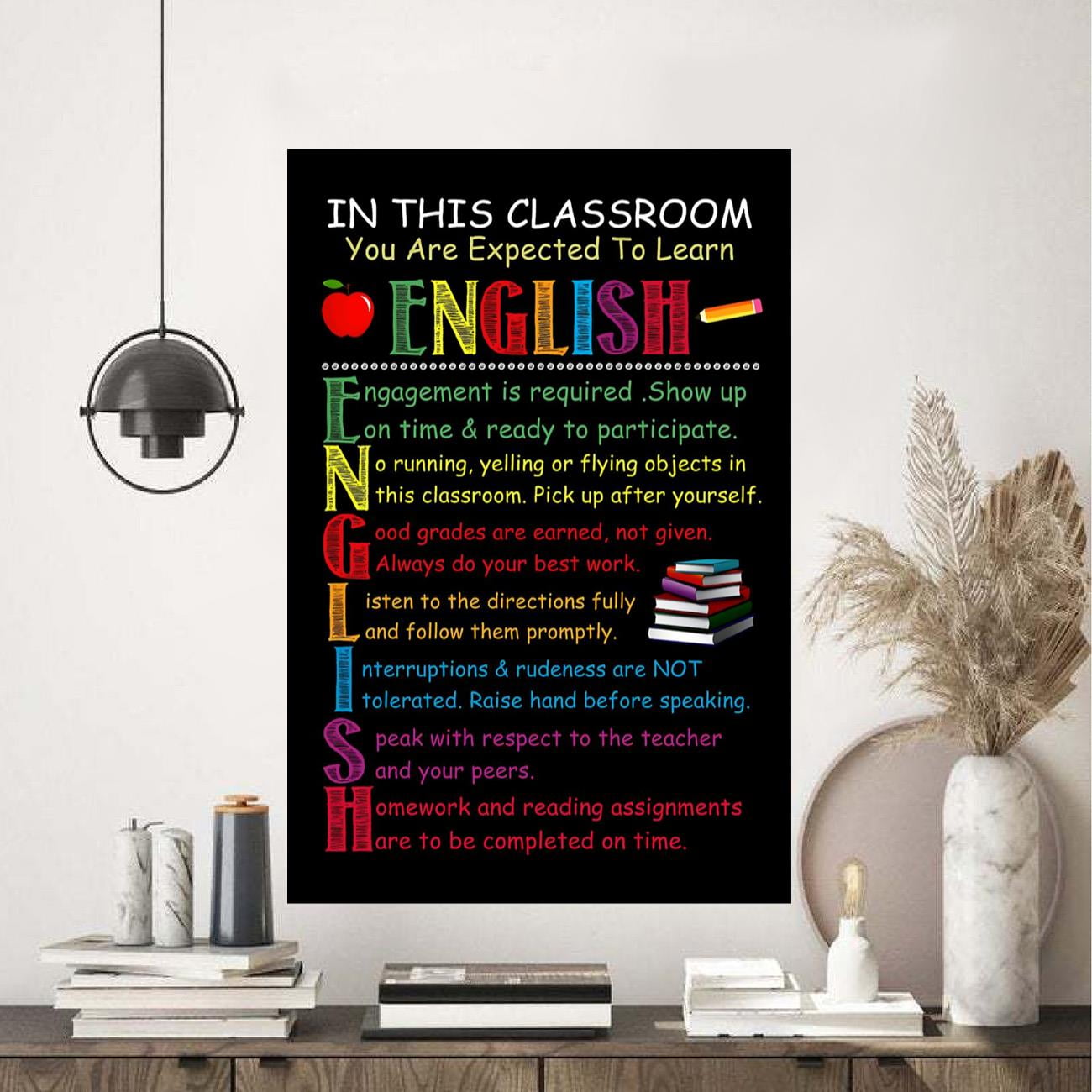 In This Classroom You Are Expected To Learn English Poster 24 x 36 Inch ...