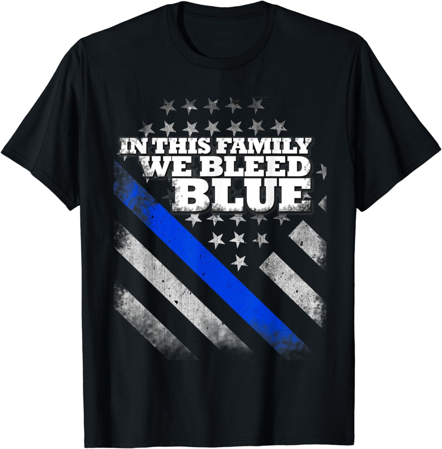 In This Family We Bleed Blue Thin Blue Line T-Shirt - Walmart.com
