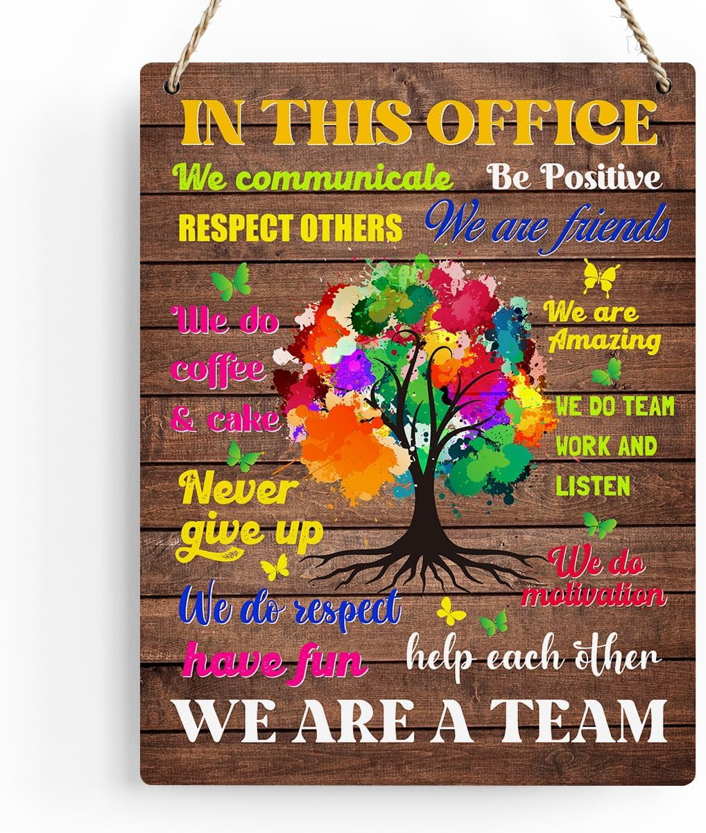 In This Office We Do Teamwork Motivational Quotes Wooden Hanging Sign 8 ...