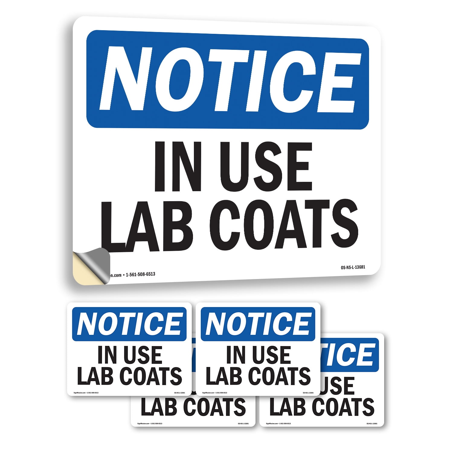 In Use Lab Coats OSHA Notice Vinyl Decal Label 18 Inch x 12 Inch - 5 ...