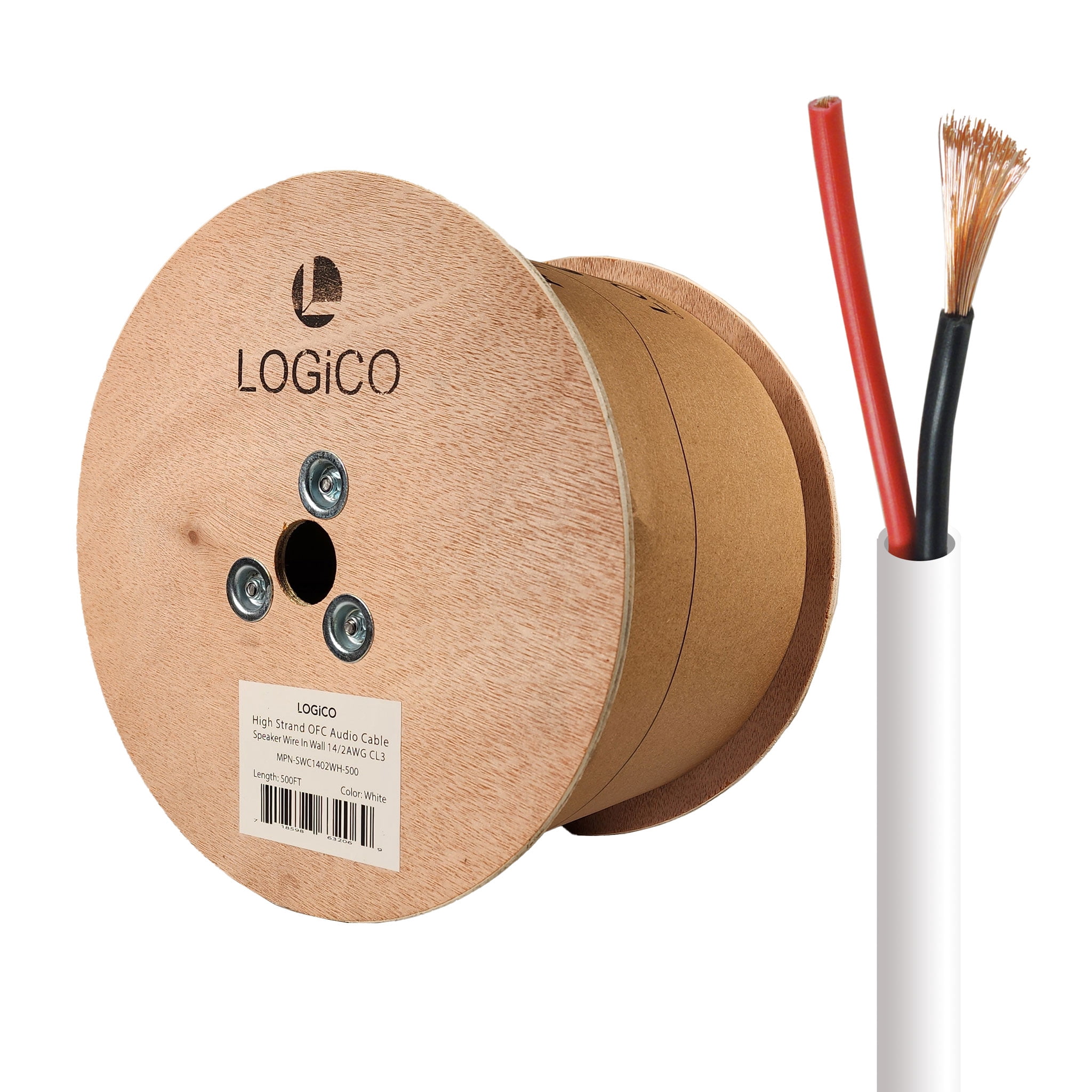In Wall Audio Speaker Cable Wire 14/2 Gauge/AWG OFC Pure Copper 500ft ...