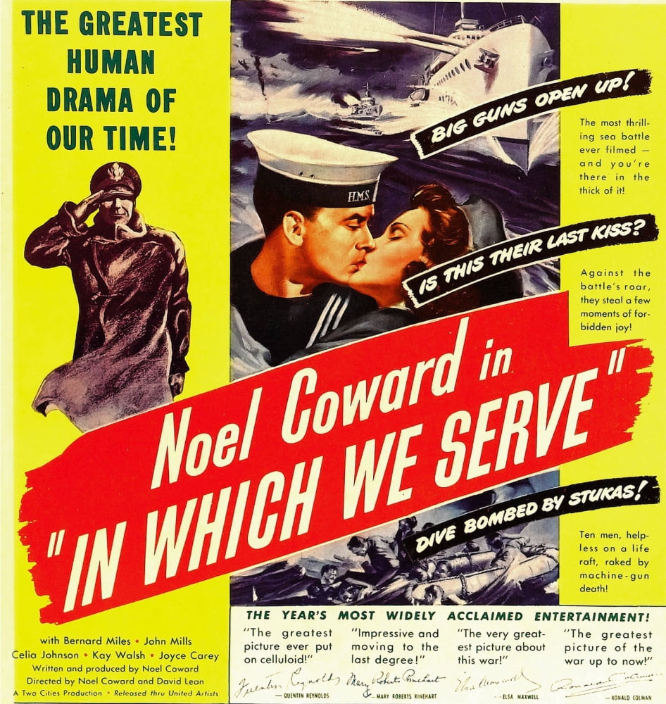 In Which We Serve Center Left: Noel Coward On Window Card 1942. Movie ...