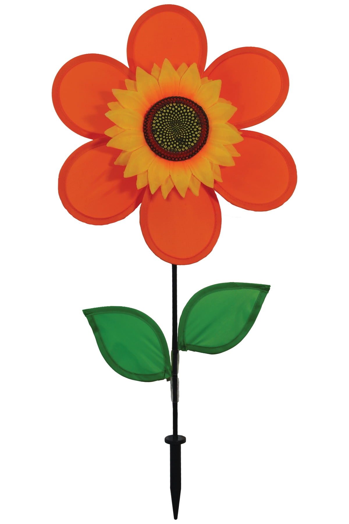 In the Breeze 2704 - 12 Inch Orange Sunflower Wind Spinner with Leaves ...