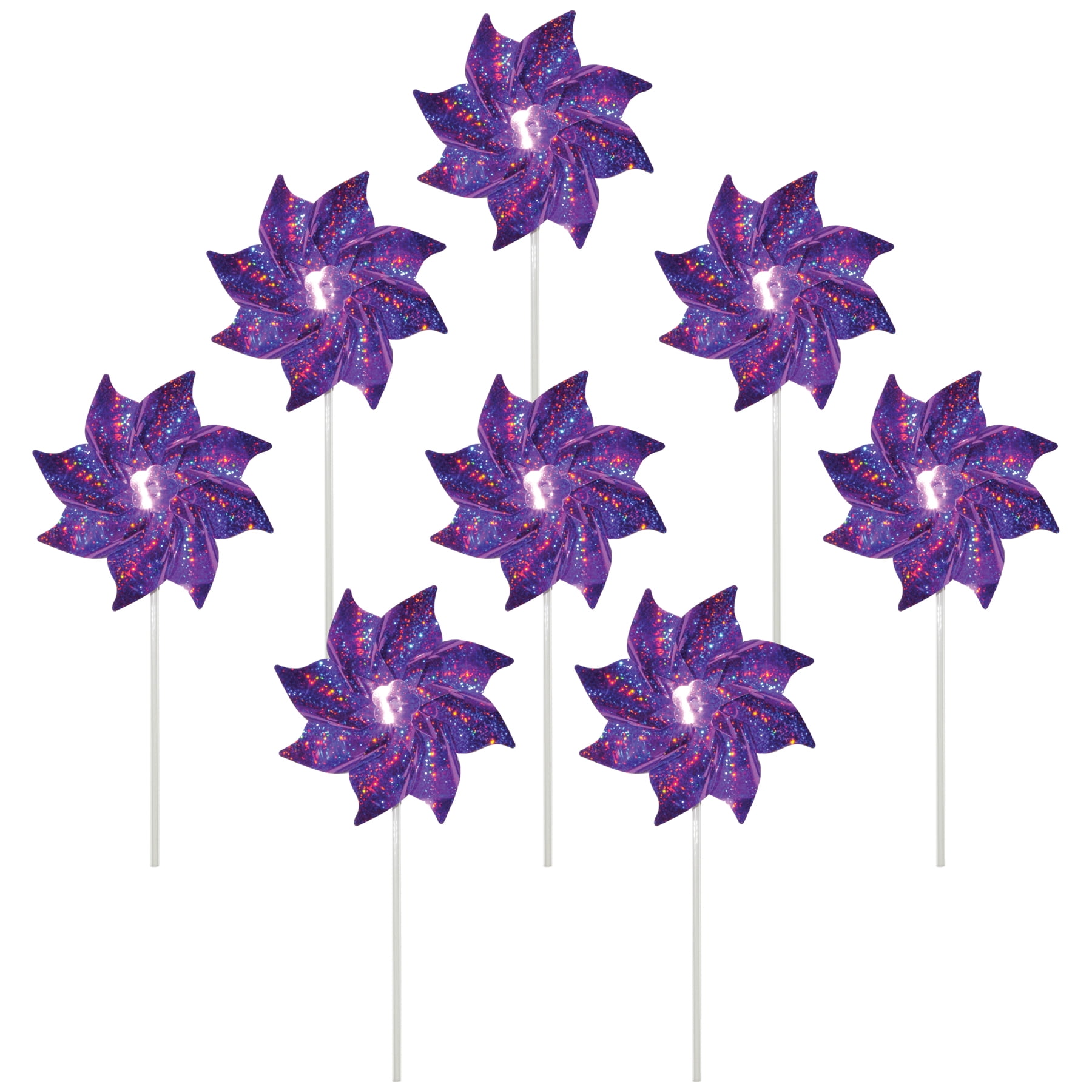 In the Breeze Purple Mylar Pinwheels - 8 Piece Outdoor Garden Wind Toy ...