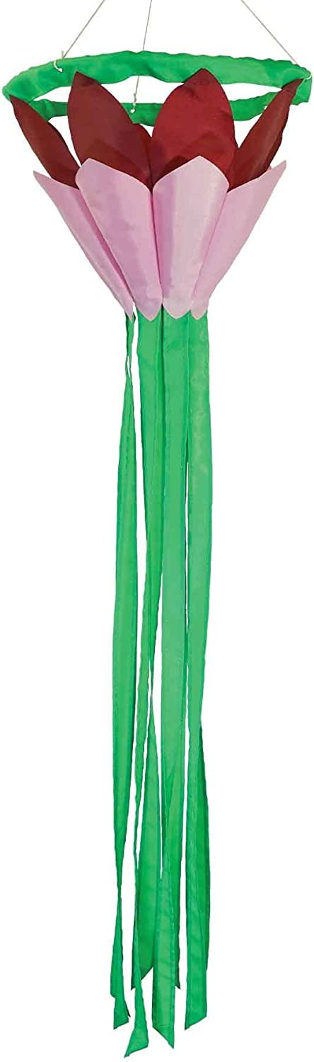 In the Breeze Burgundy 38" Lotus Flower Windsock, Outdoor Floral ...