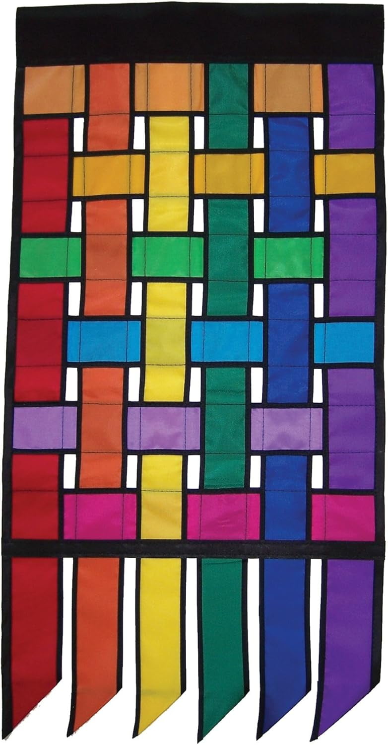 In the Breeze Rainbow Weave House Banner with Tails ("28"" x 40"" house ...