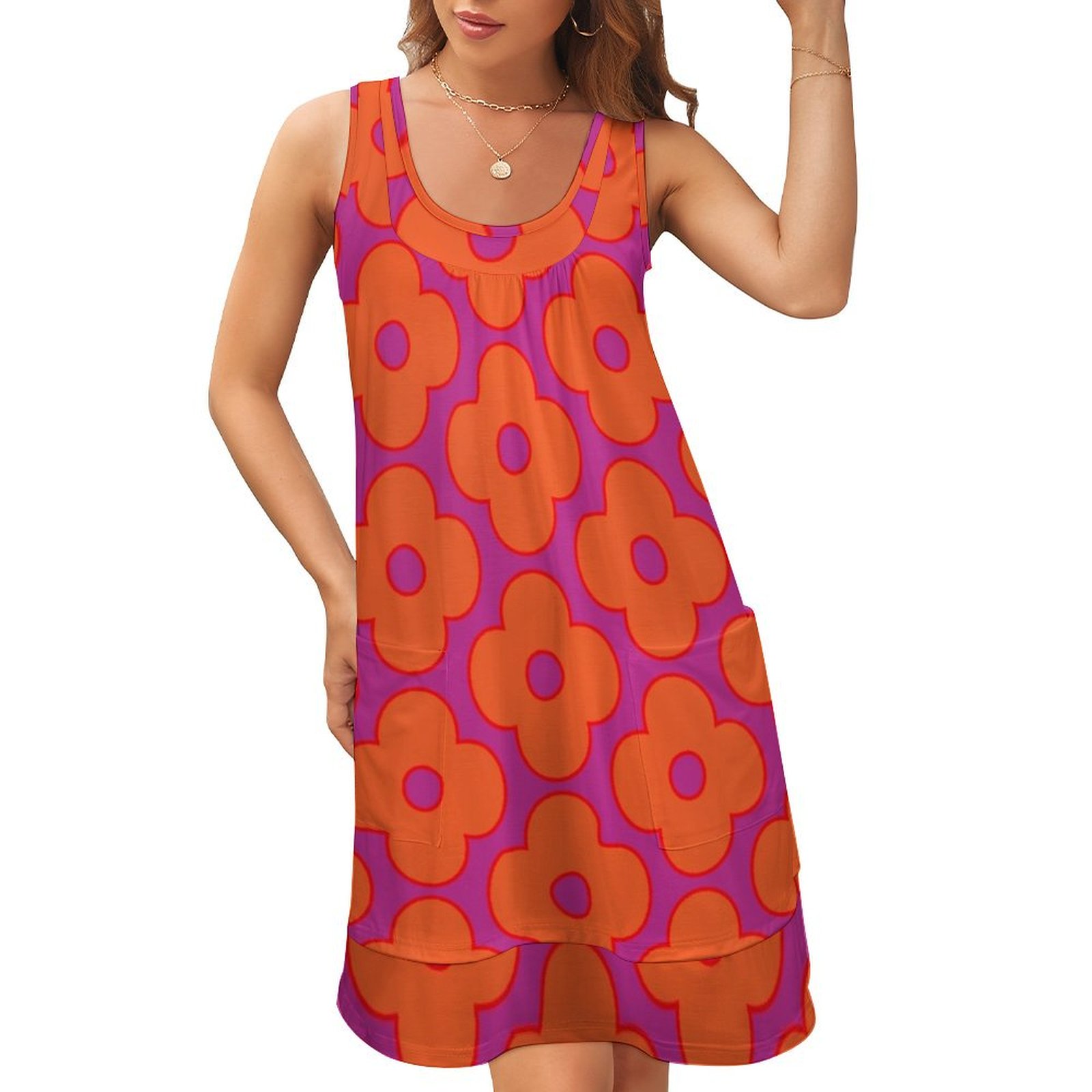In the Style of Mary Quant. Sleeveless U-Neck Fake Two Piece Dress ...