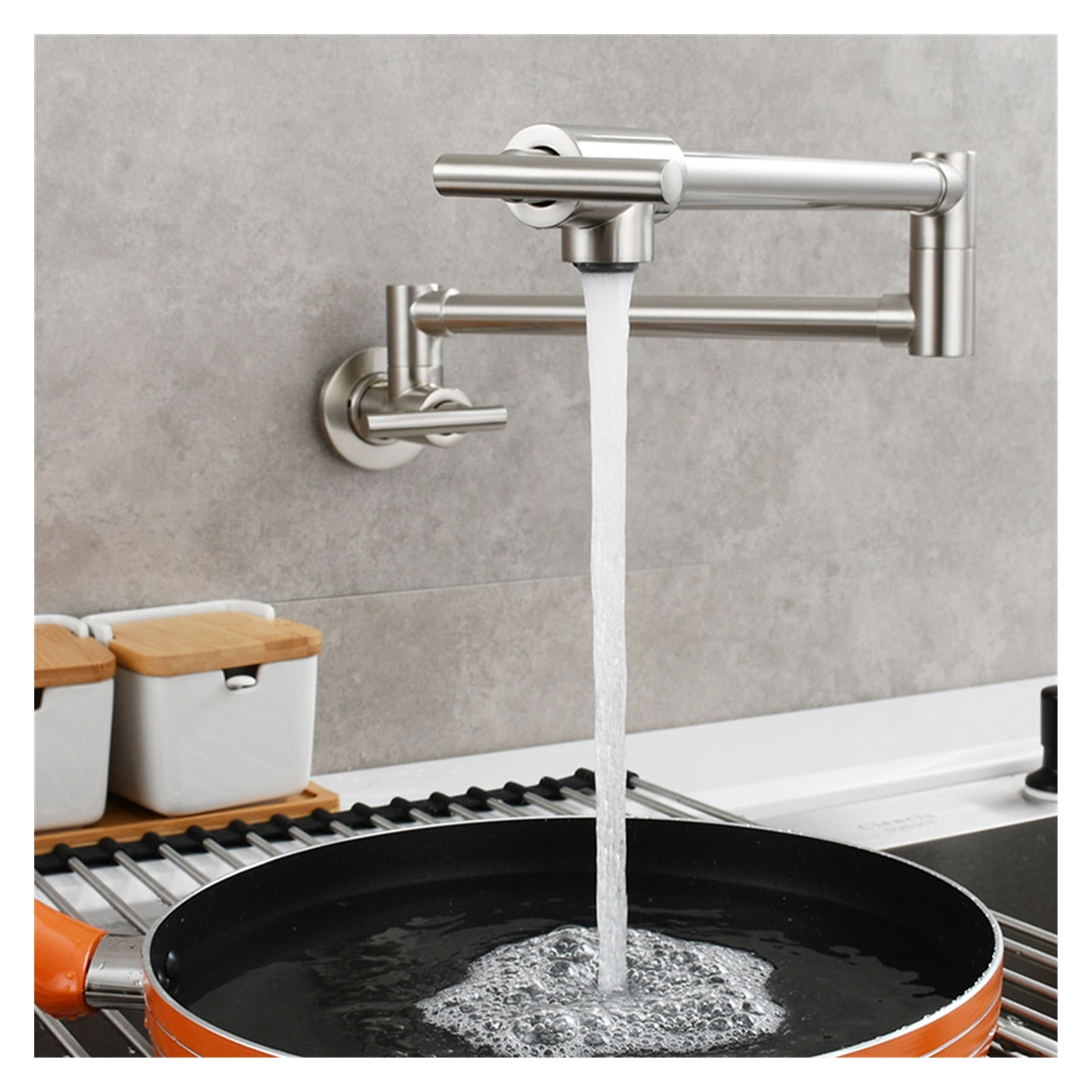 In-wall Single Cold Faucet Kitchen Folding Faucet Bathroom Vanity ...