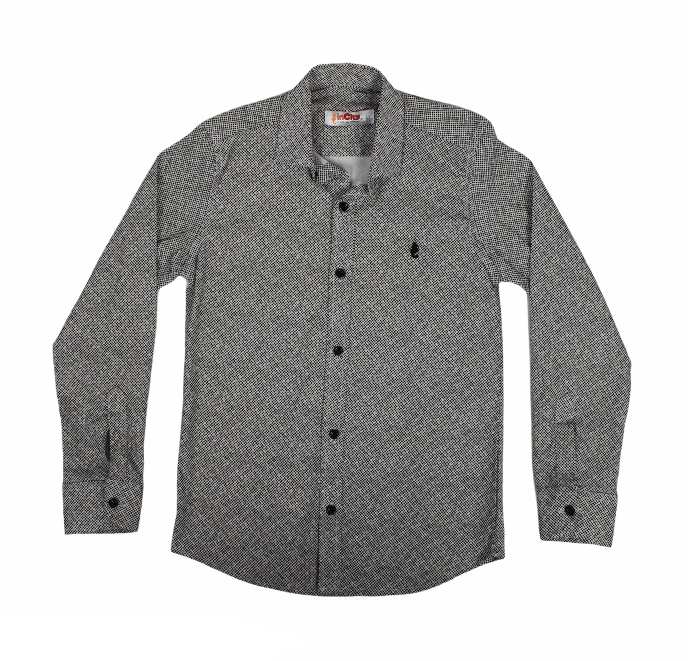 InCity Boys Tween 7-14 Years Black Beige Long Sleeve Button-Down ...