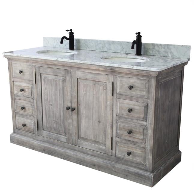 InFurniture WK1860-G plus CW Top 61 in. Rustic Solid Fir Sink Vanity In ...