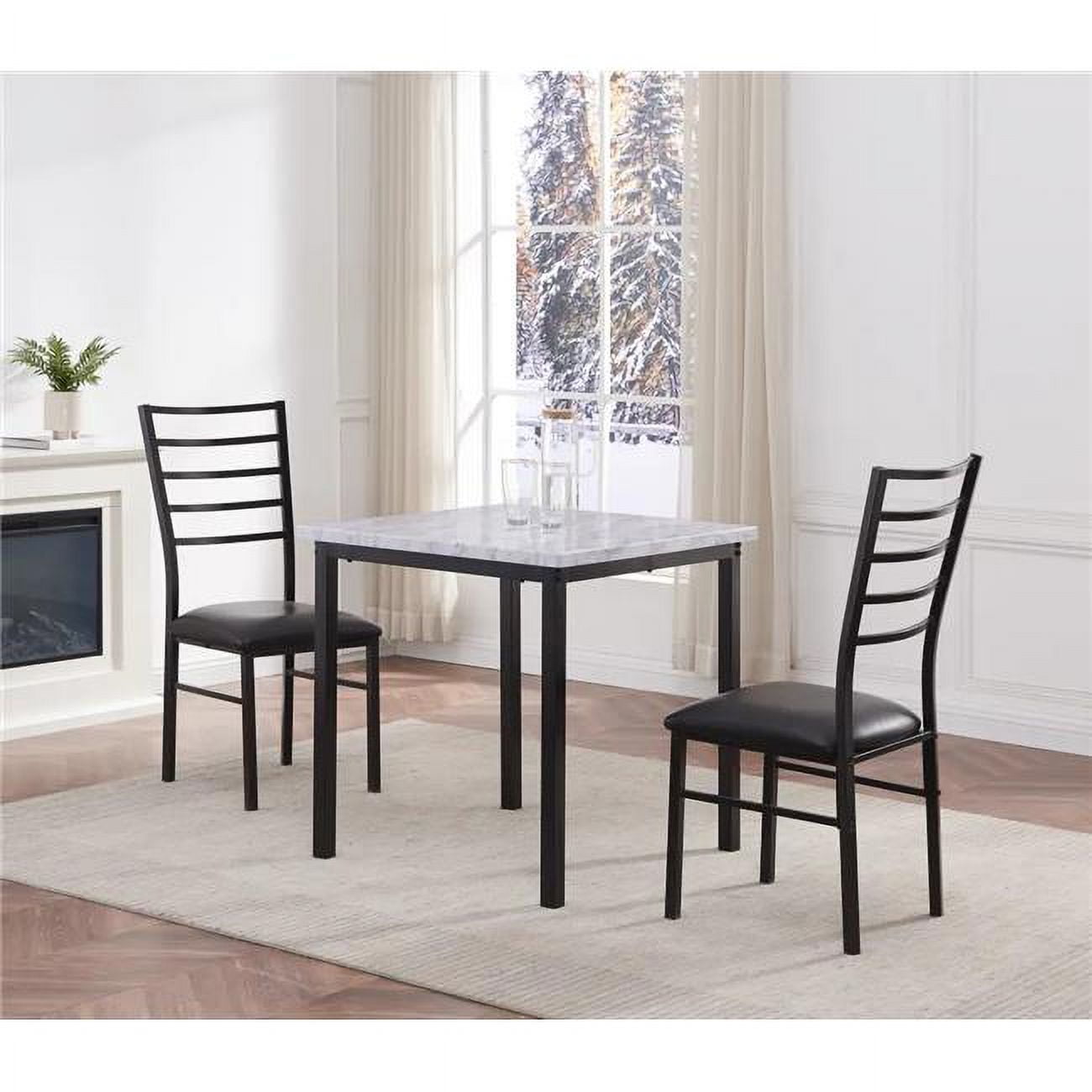 InRoom Furniture Square Dining Table, Black & White Marble Finish, MDF ...