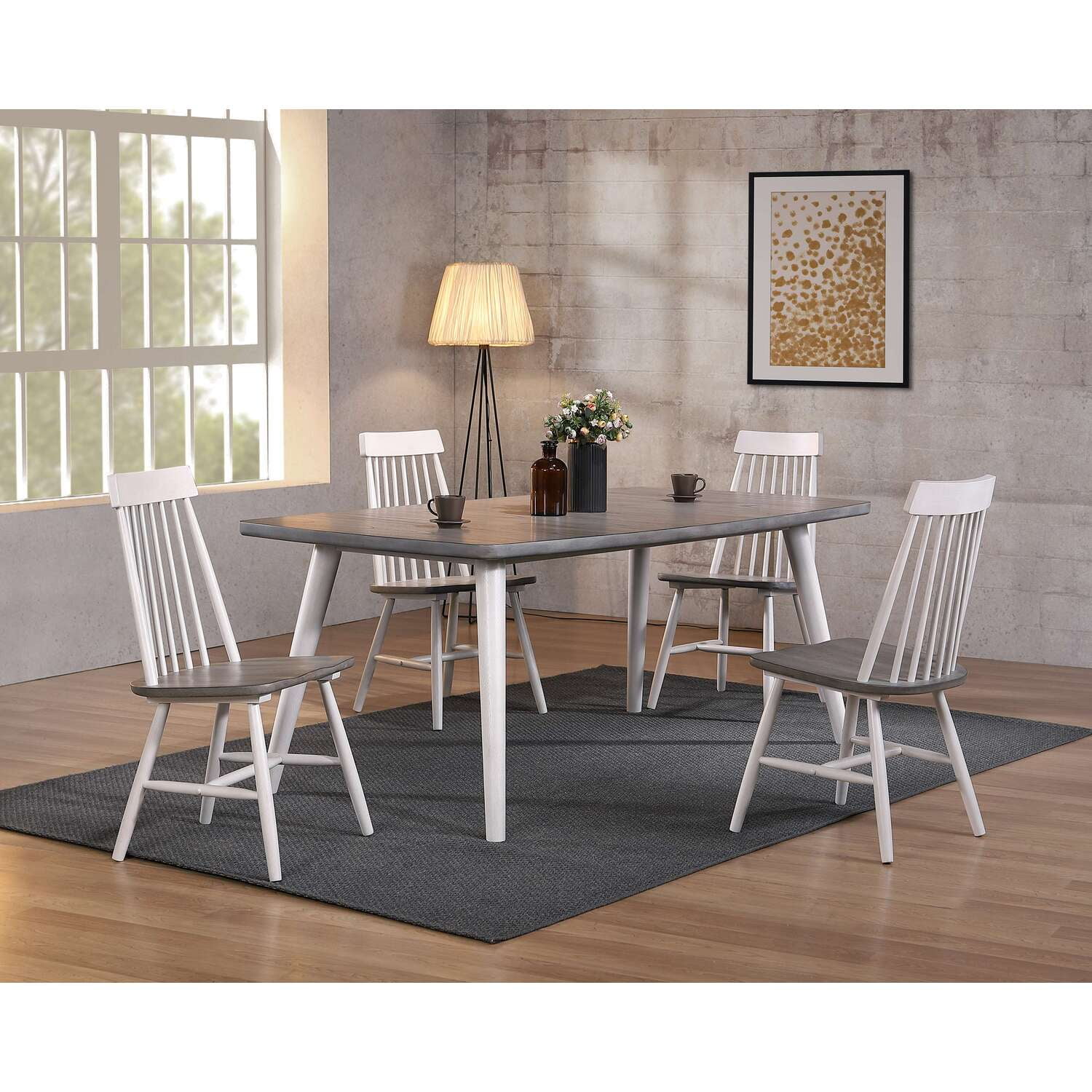 Room Designs Set of 2 Dining Chairs White/Grey Rustic Square, rounded ...