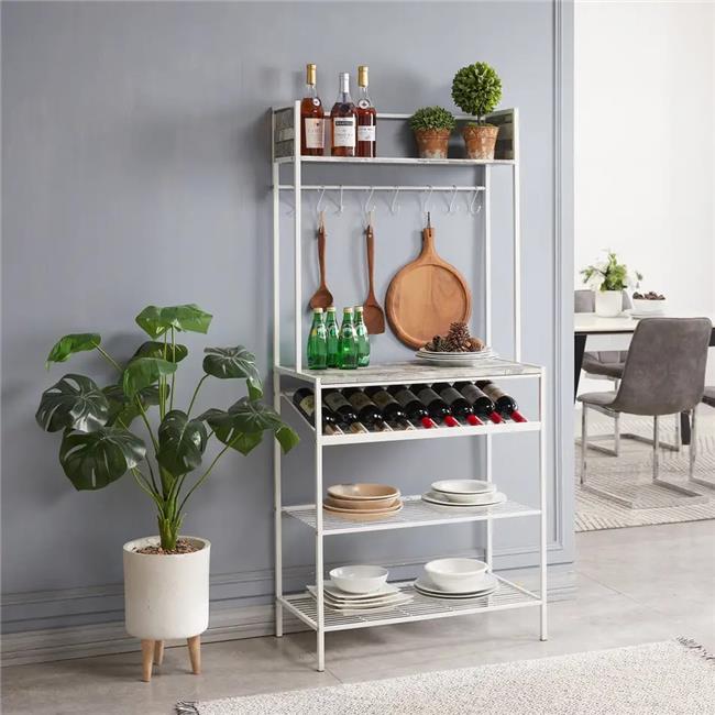 InRoom Furniture K3029-WH Bakers Rack, White & Gray - Walmart.com
