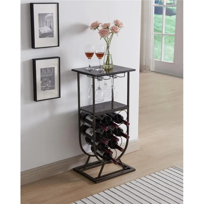 InRoom Furniture WR1416 15 x 12 x 32 in. Wine Rack, Pewter & Marble ...