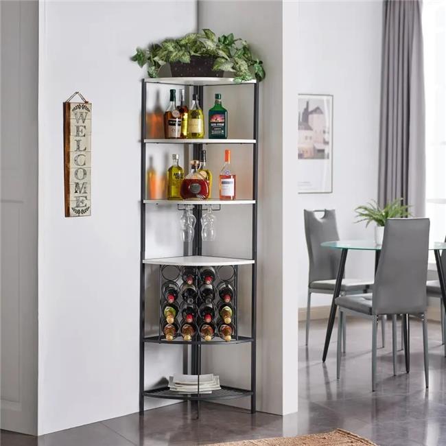 InRoom Furniture WR1531-WH Wine Rack, White Oak & Black - Walmart.com