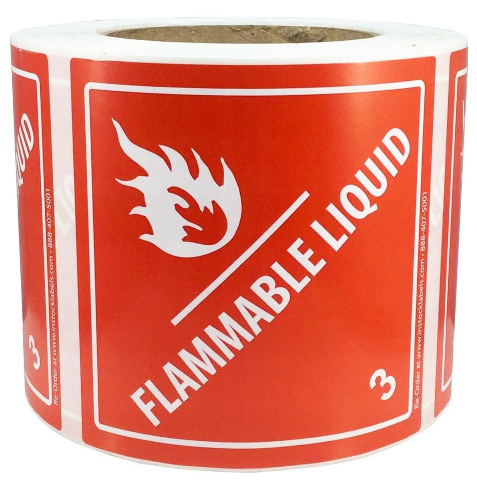 InStockLabels Hazard Stickers, Class 3 D.O.T. Flammable Liquid Stickers ...