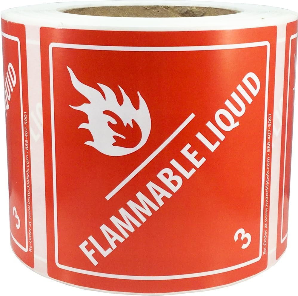 InStockLabels Hazard Stickers, Class 3 D.O.T. Flammable Liquid Stickers ...