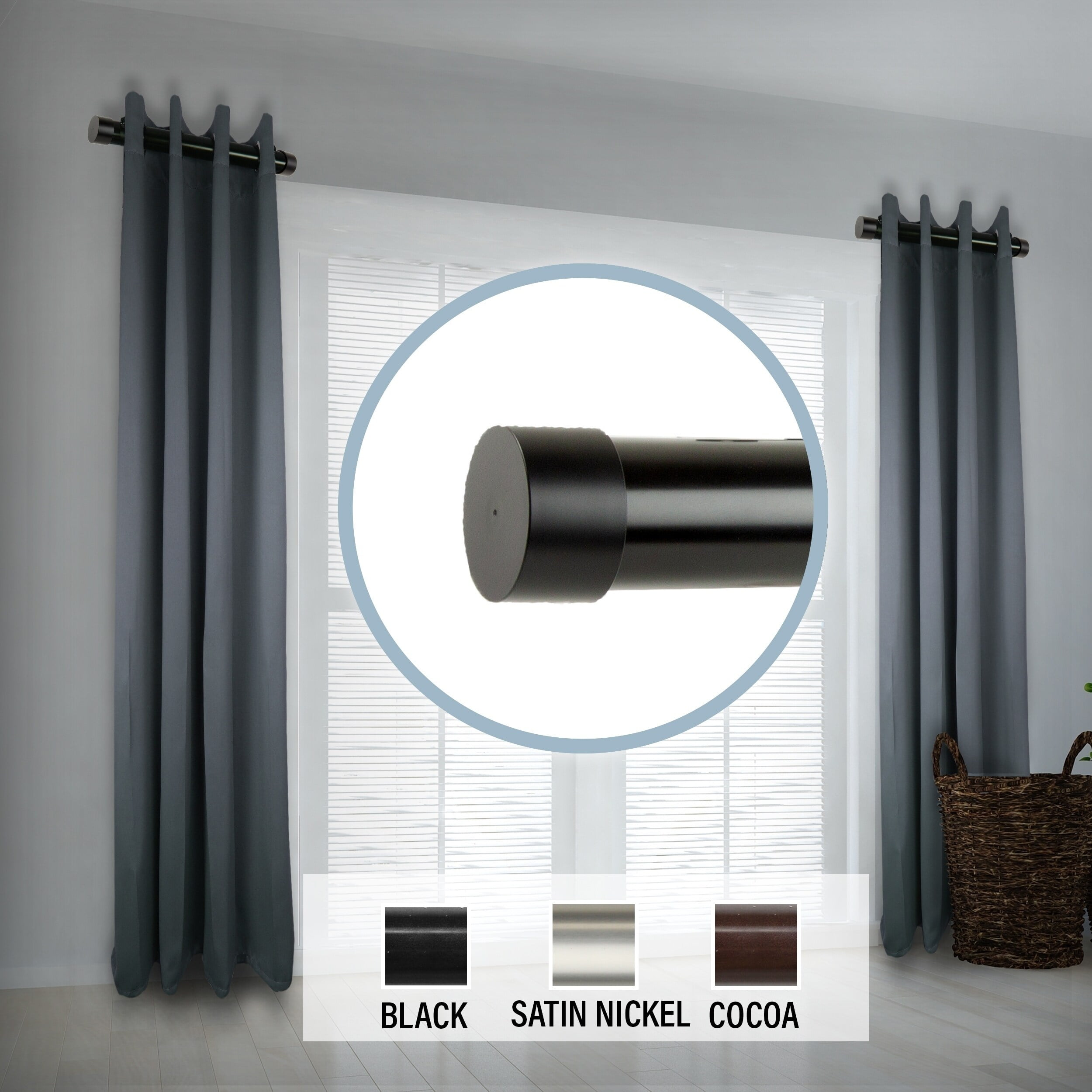 InStyleDesign 1.5-inch Side Curtain Rod (Set of 2) - 12 to 20 inches ...